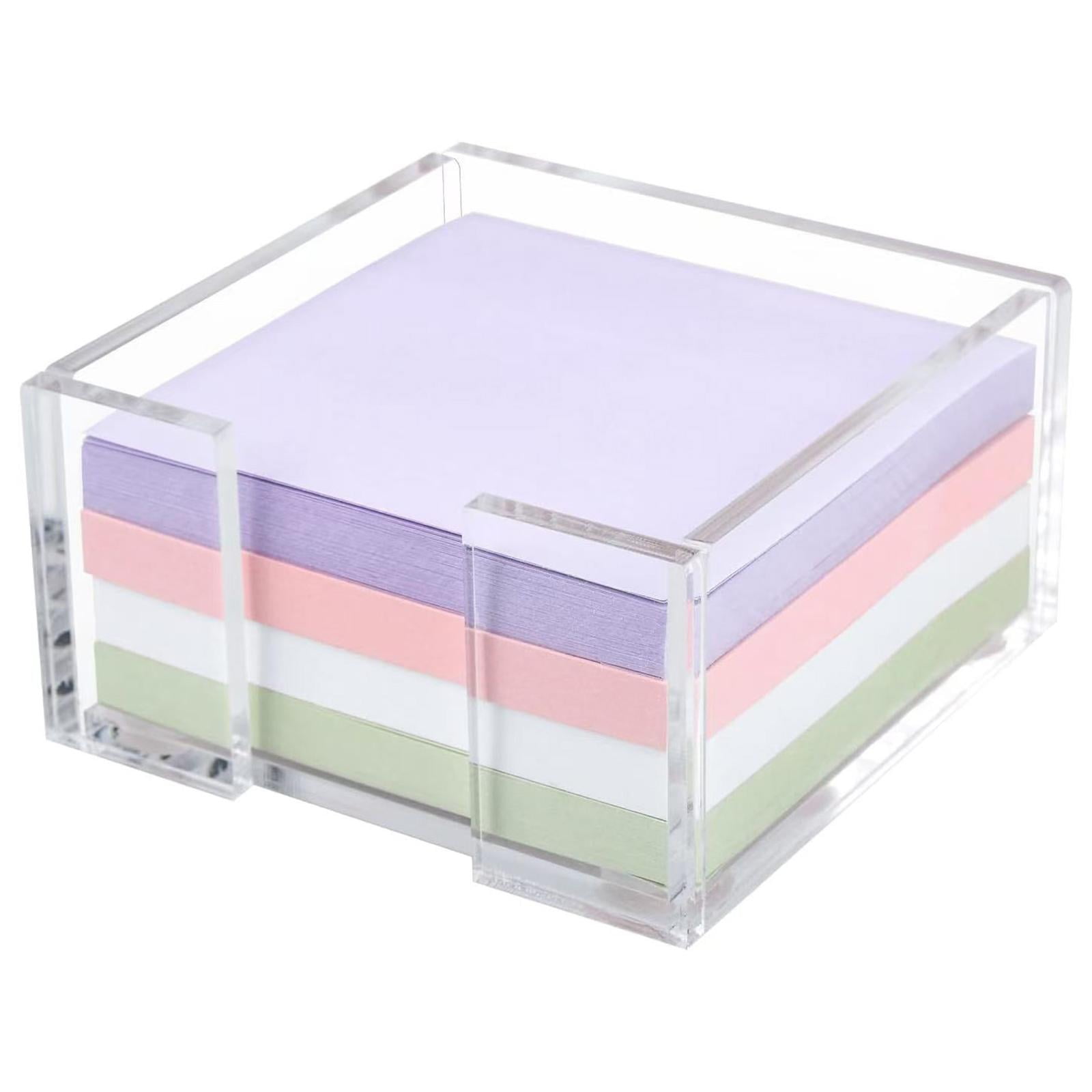 Dualoai Acrylic Sticky Notes Holder with 4 Pads Dispenser Dorm Office ...