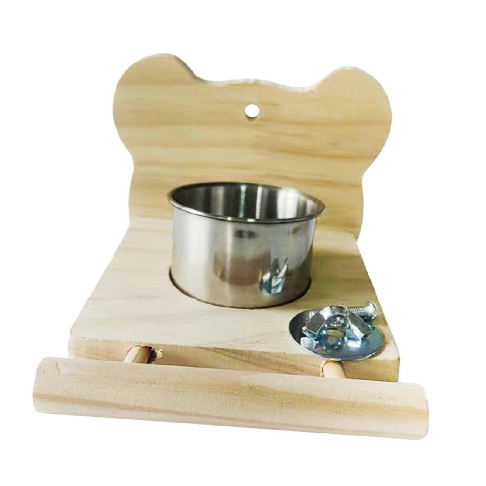 Dualoai Bird Food Feeder Perch Wooden Perch Stand Hanging Feeder Bird ...