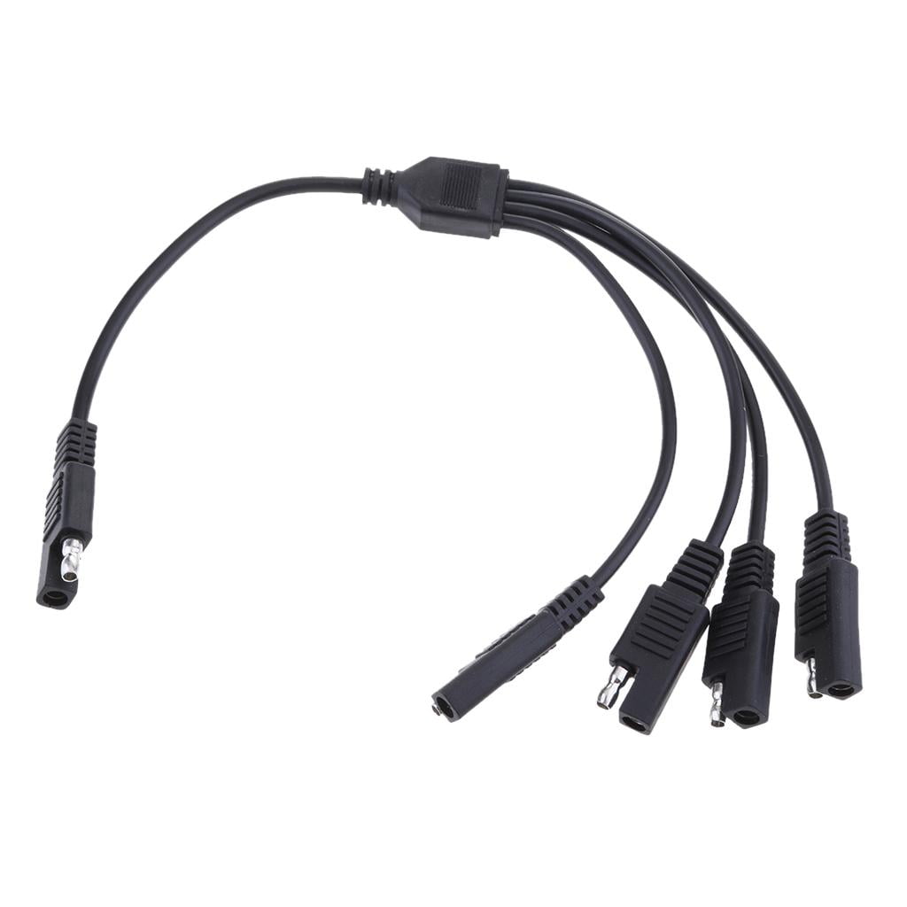Dualoai Black Copper 18AWG Solar Batteries 1 to 4 SAE Plug Extension ...