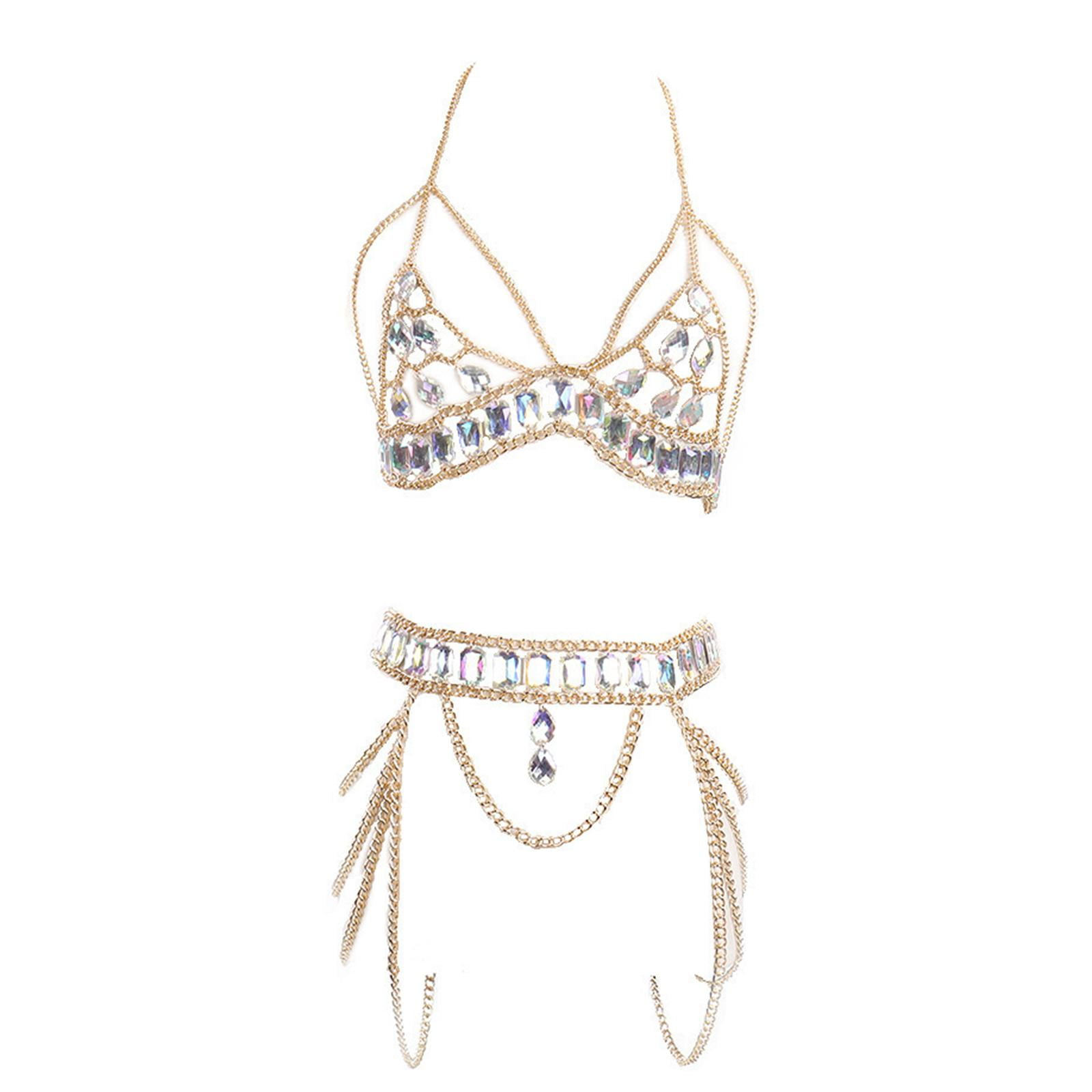 Dualoai Body Chain Shiny Chest Chain for Belly Dance Nightclub ...