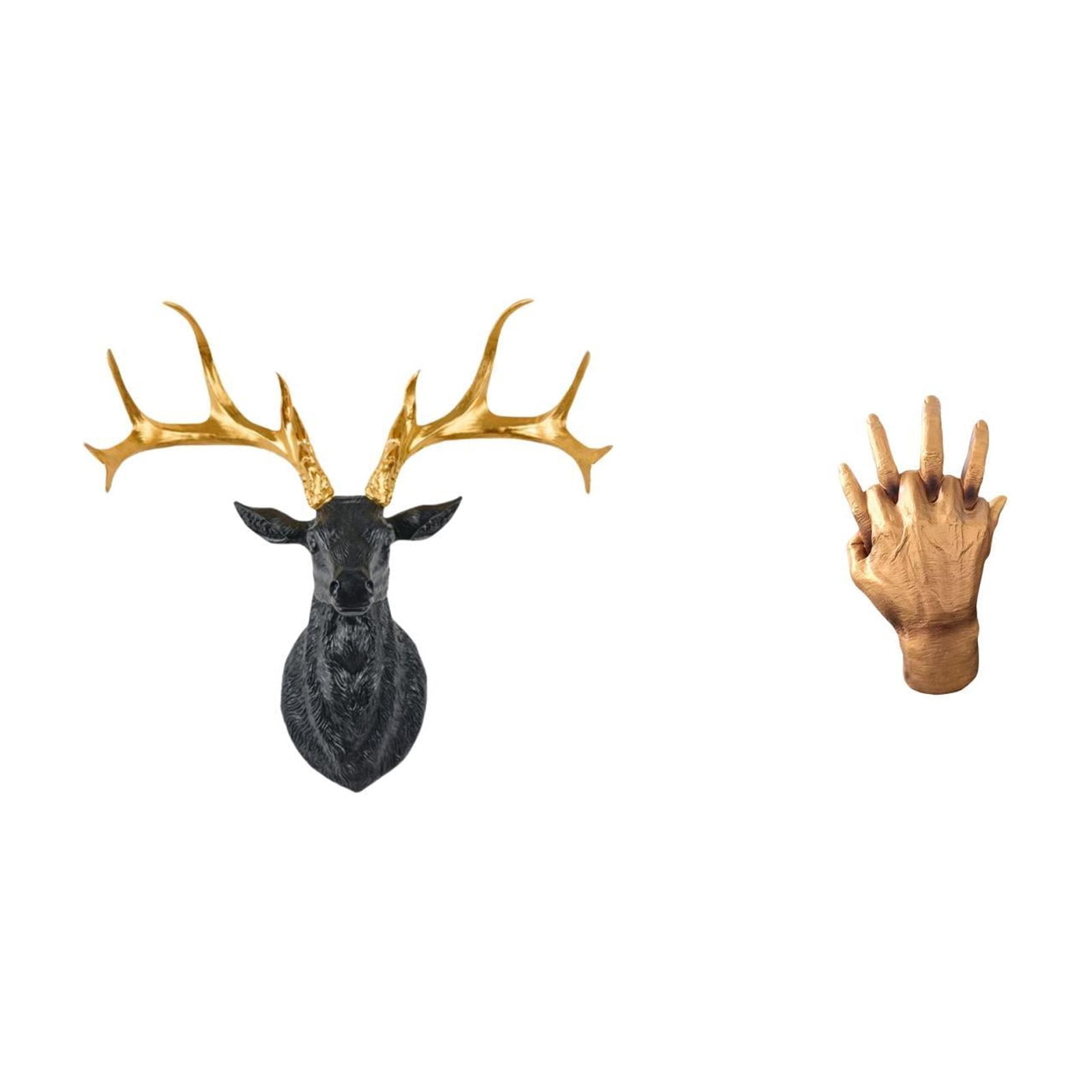Dualoai Boho Resin Deer Head and Entwined Hands Sculpture Artwork for ...