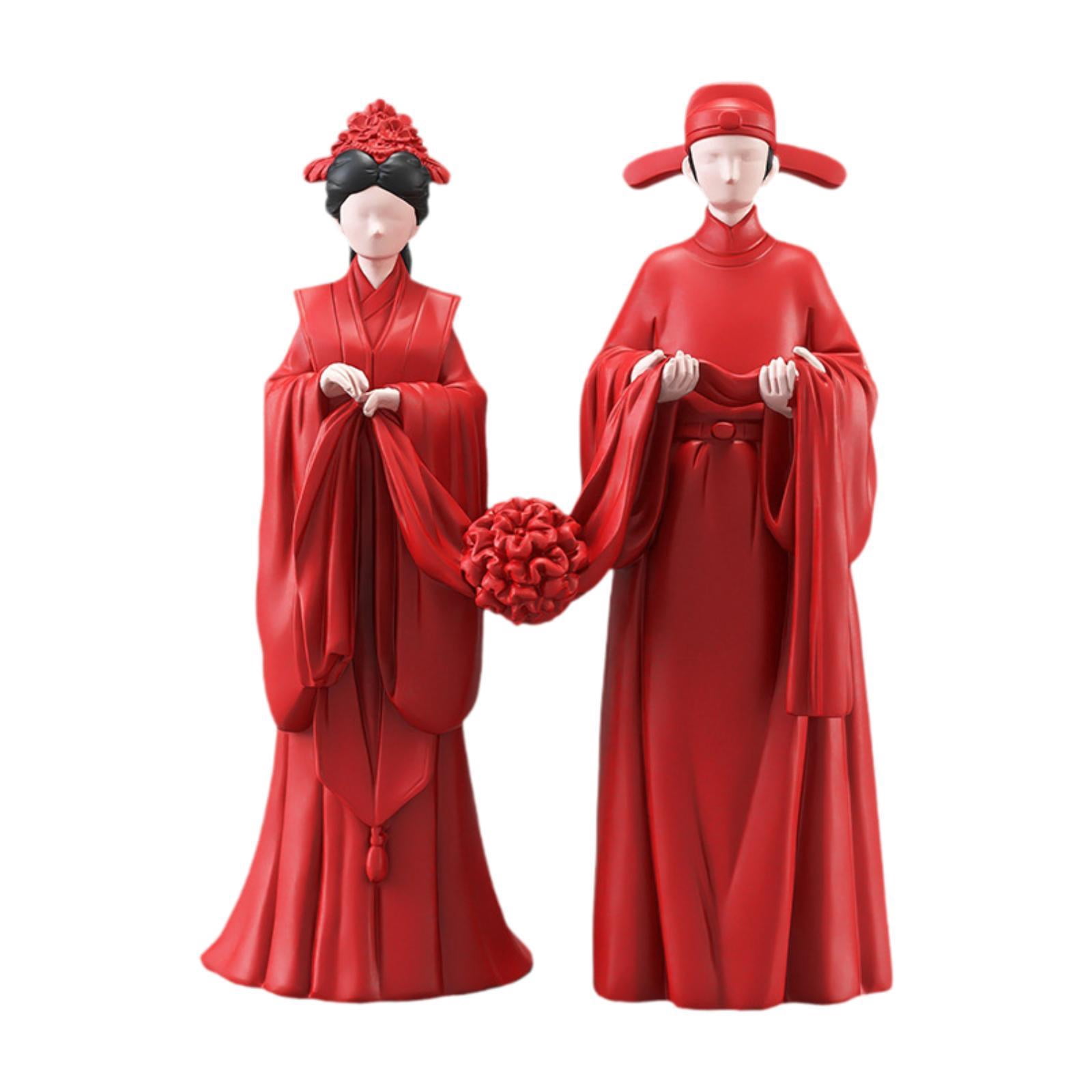 Dualoai Bride and Groom Figurine Couple Statue Traditional Engagement ...