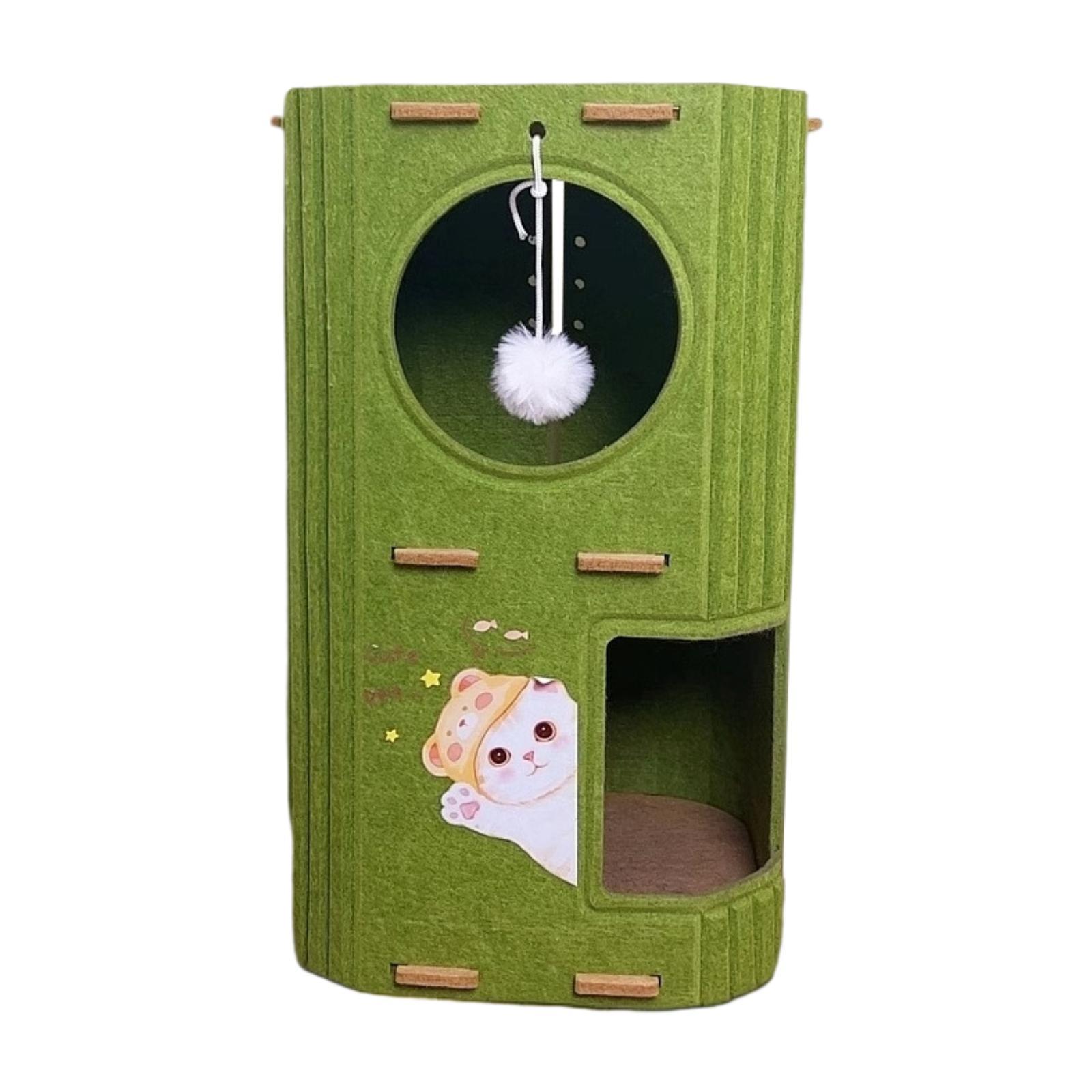 Dualoai Cat House Cat Climbing Tree Condo Enclosed Hut Scratch ...