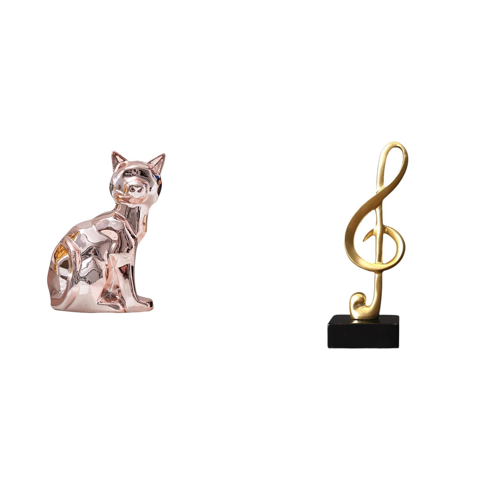 Dualoai Cat Music Note Statue Decorative Figurine Animal Sculpture Art ...