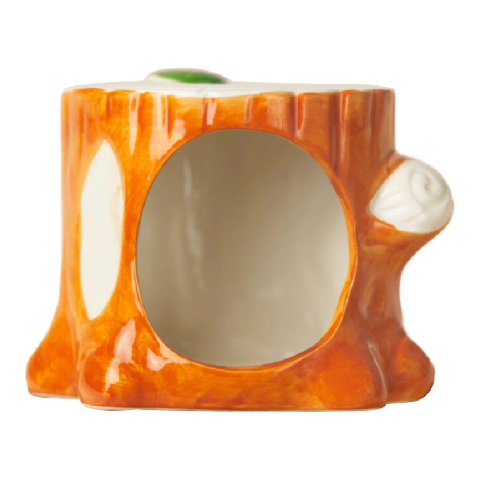 Dualoai Ceramic Hamster House Hamster Habitat Indoor Tree Stump Shaped ...