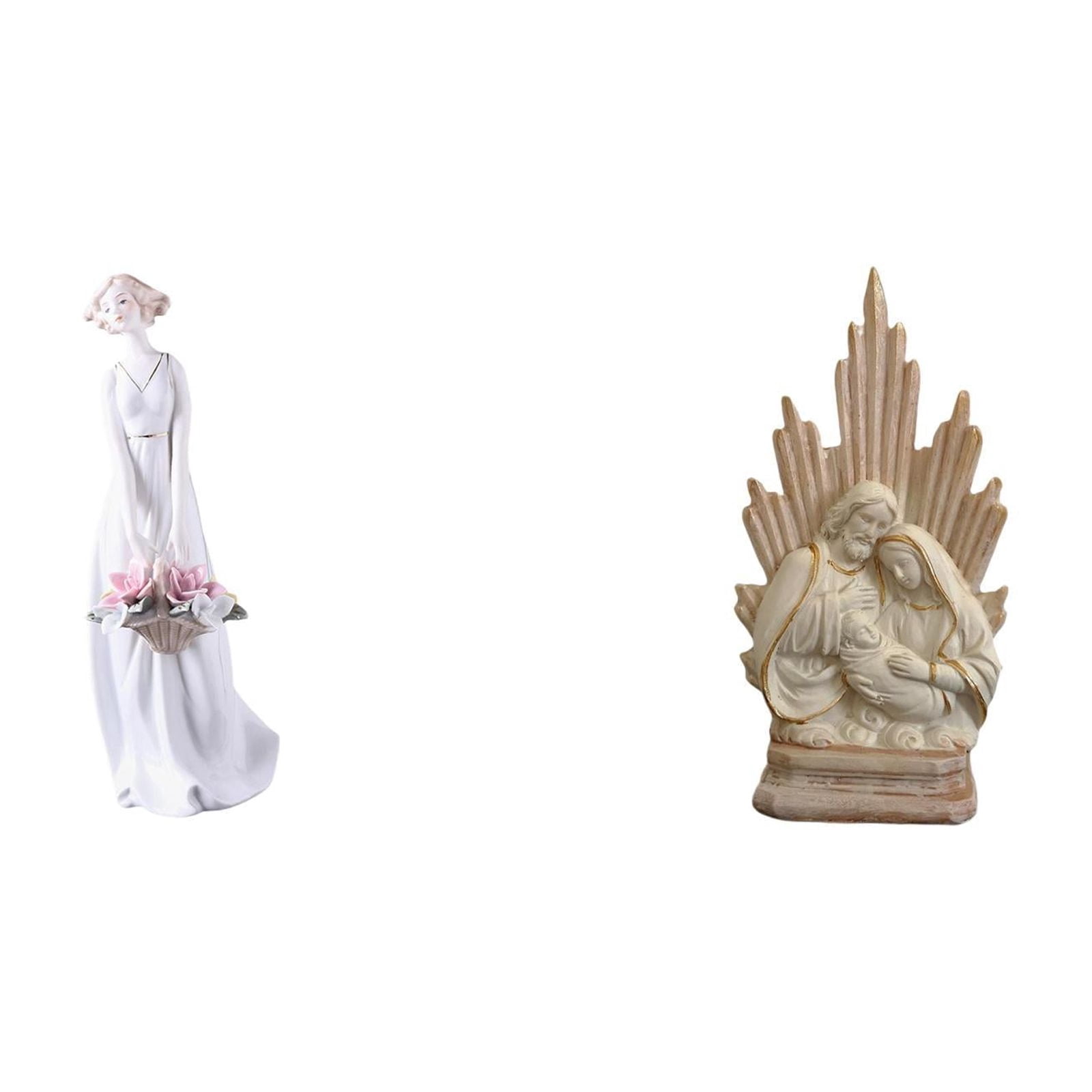 Dualoai Ceramic Holy Family Statue Modern Nordic Girl Figurine Classic ...