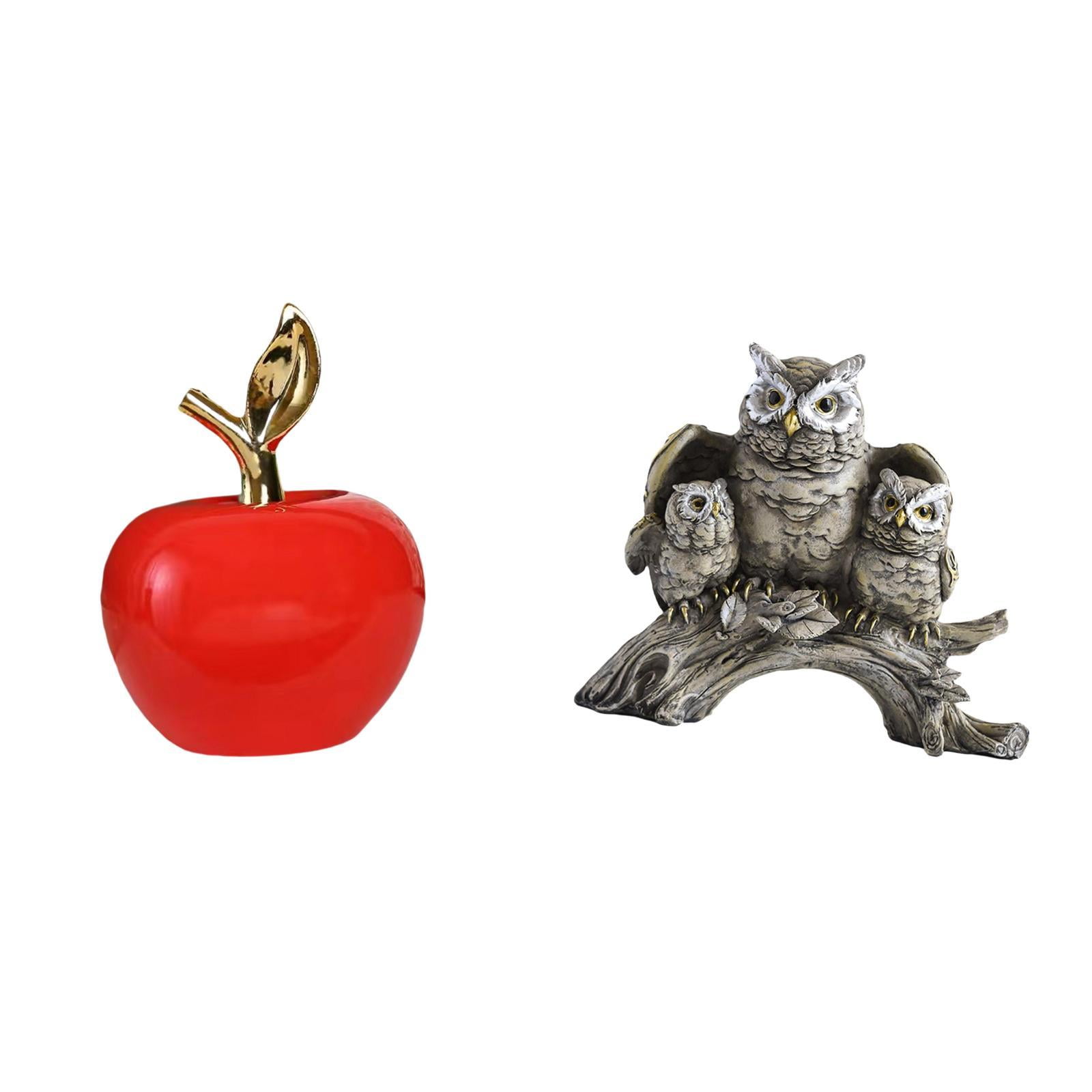 Dualoai Ceramic and Owl Figurines Statue Ornament Simulation Artwork ...