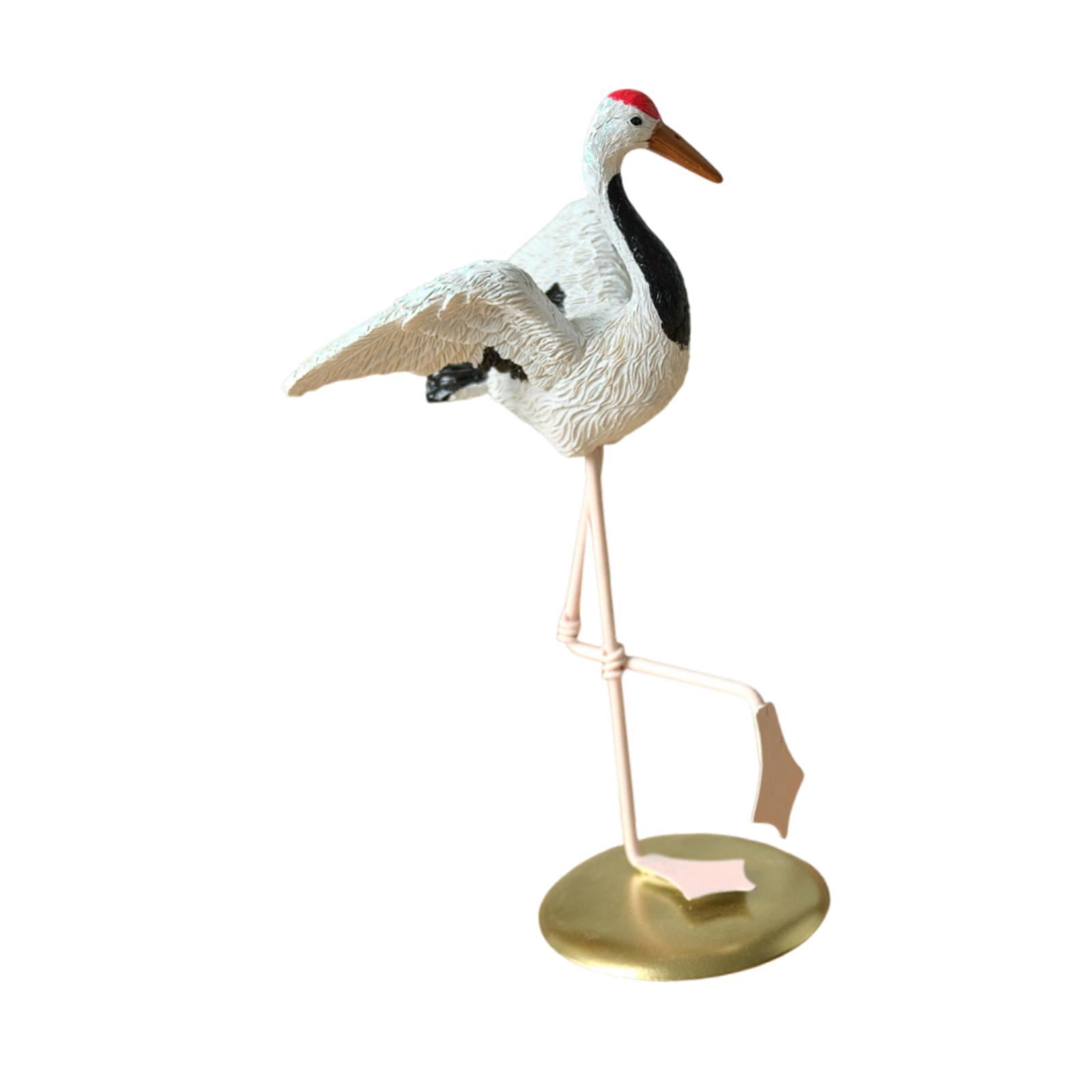 Dualoai Crane Statue Compact Ornament Sturdy Animal Sculpture for Patio ...