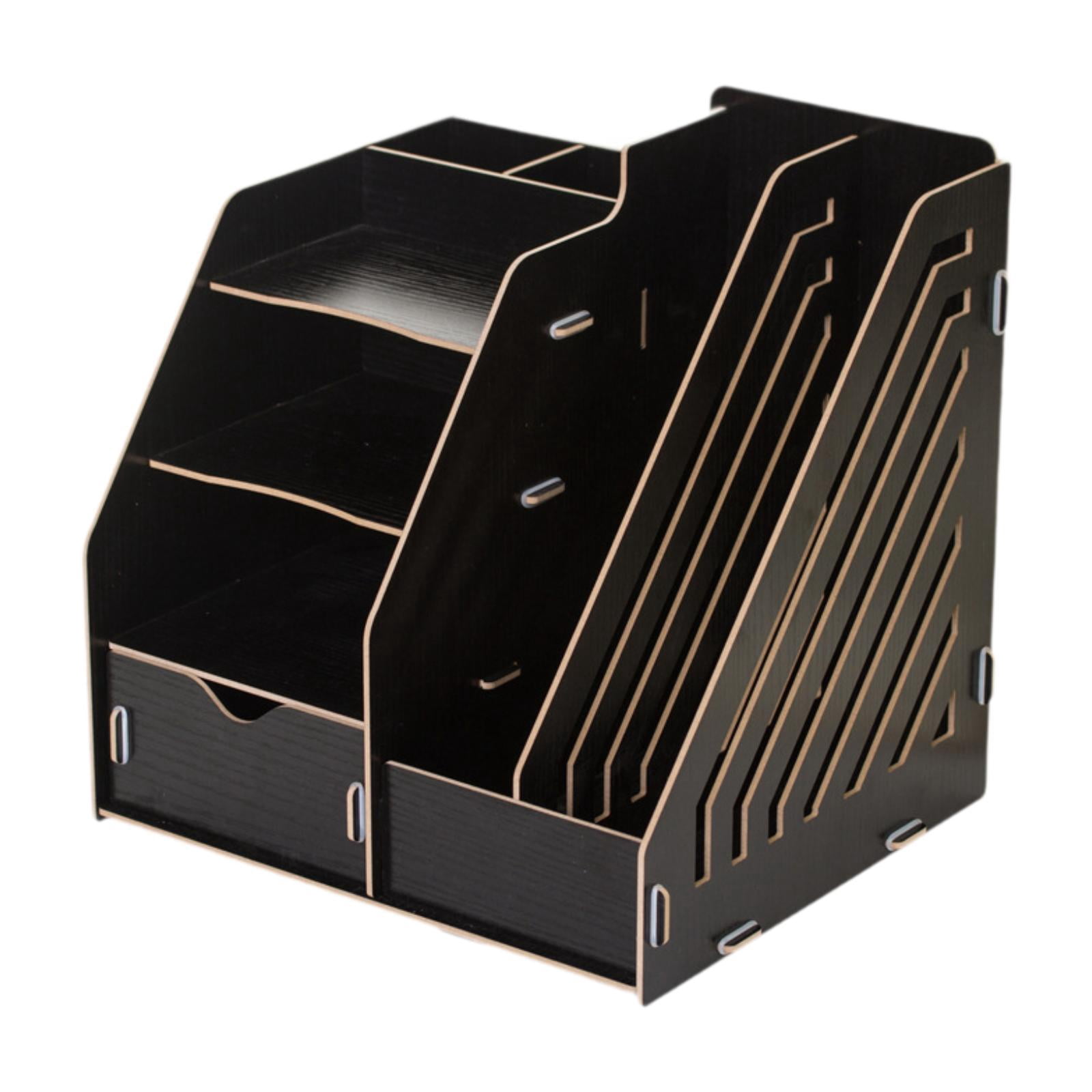 Dualoai Desk File Organizer Freestanding Document Rack for Tabletop ...