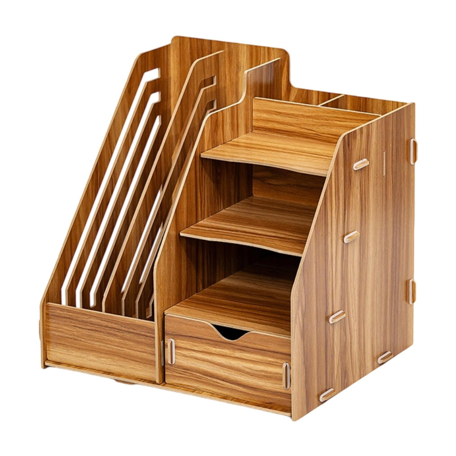 Dualoai Desk File Organizer Freestanding Document Rack for Tabletop ...