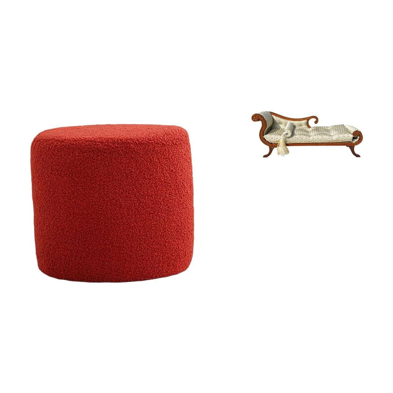 Dualoai Elegant Cylinder Ottoman Footstool and Miniature Wooden Sofa ...