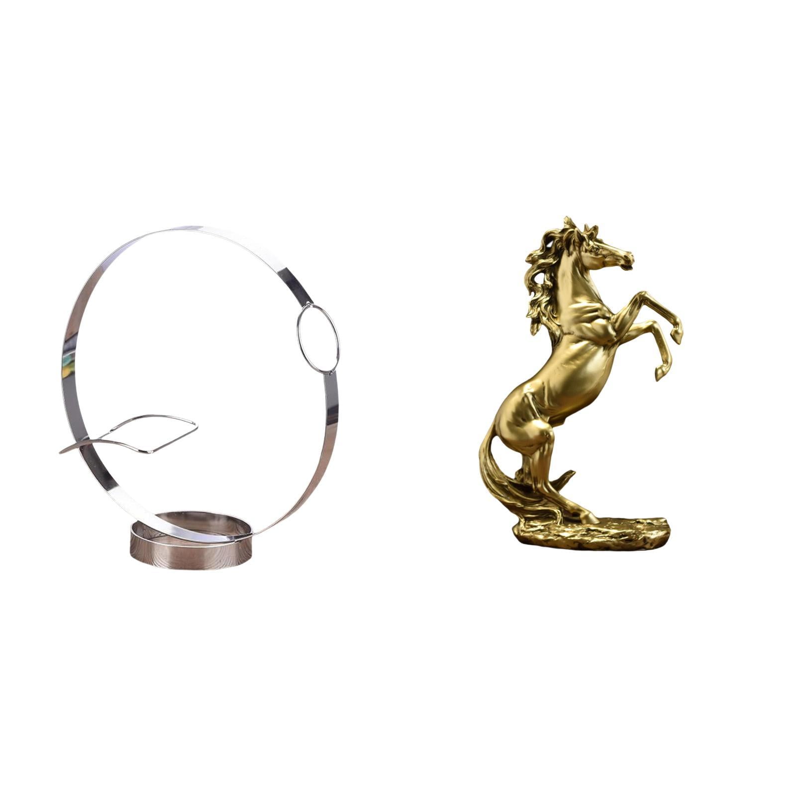 Dualoai Elegant Metal Wine Rack Organizer with Standing Horse Statue ...