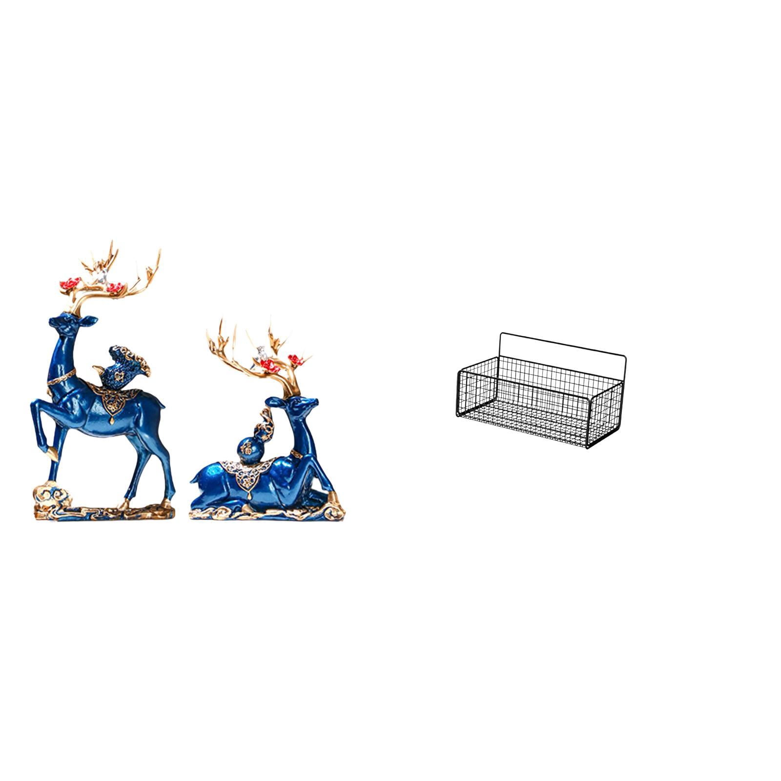 Dualoai Elegant Reindeer Elk Resin Art Figurines with Floating Metal ...