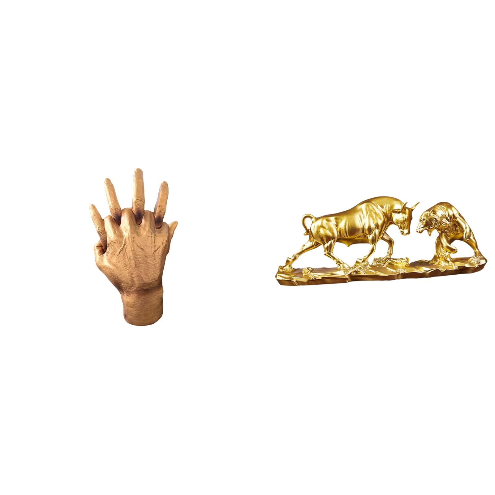 Dualoai Entwined Hands and Bull Figurine Sculpture Modern Artwork ...