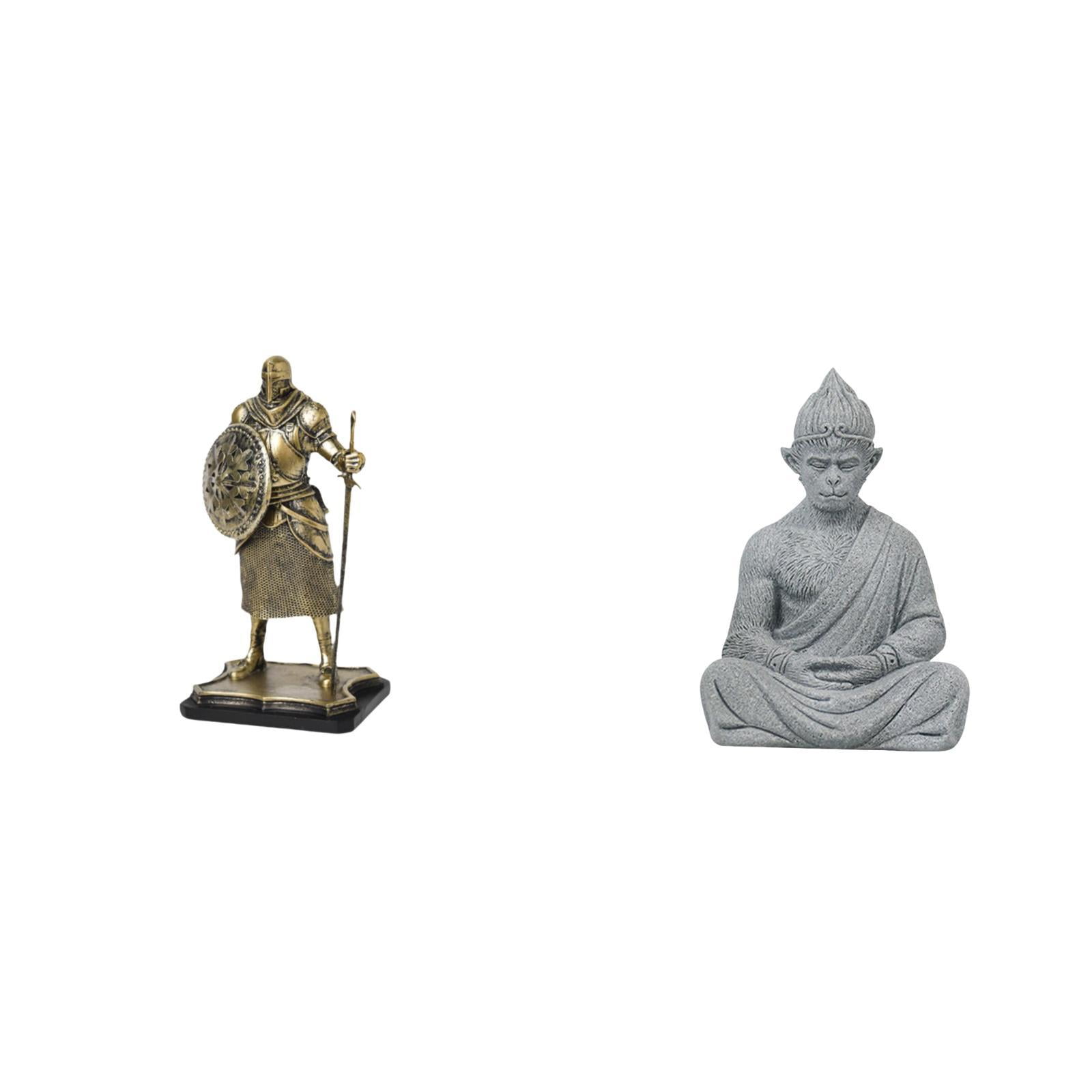 Dualoai European Knight Monkey Buddha Sculpture Creative Figurine for ...