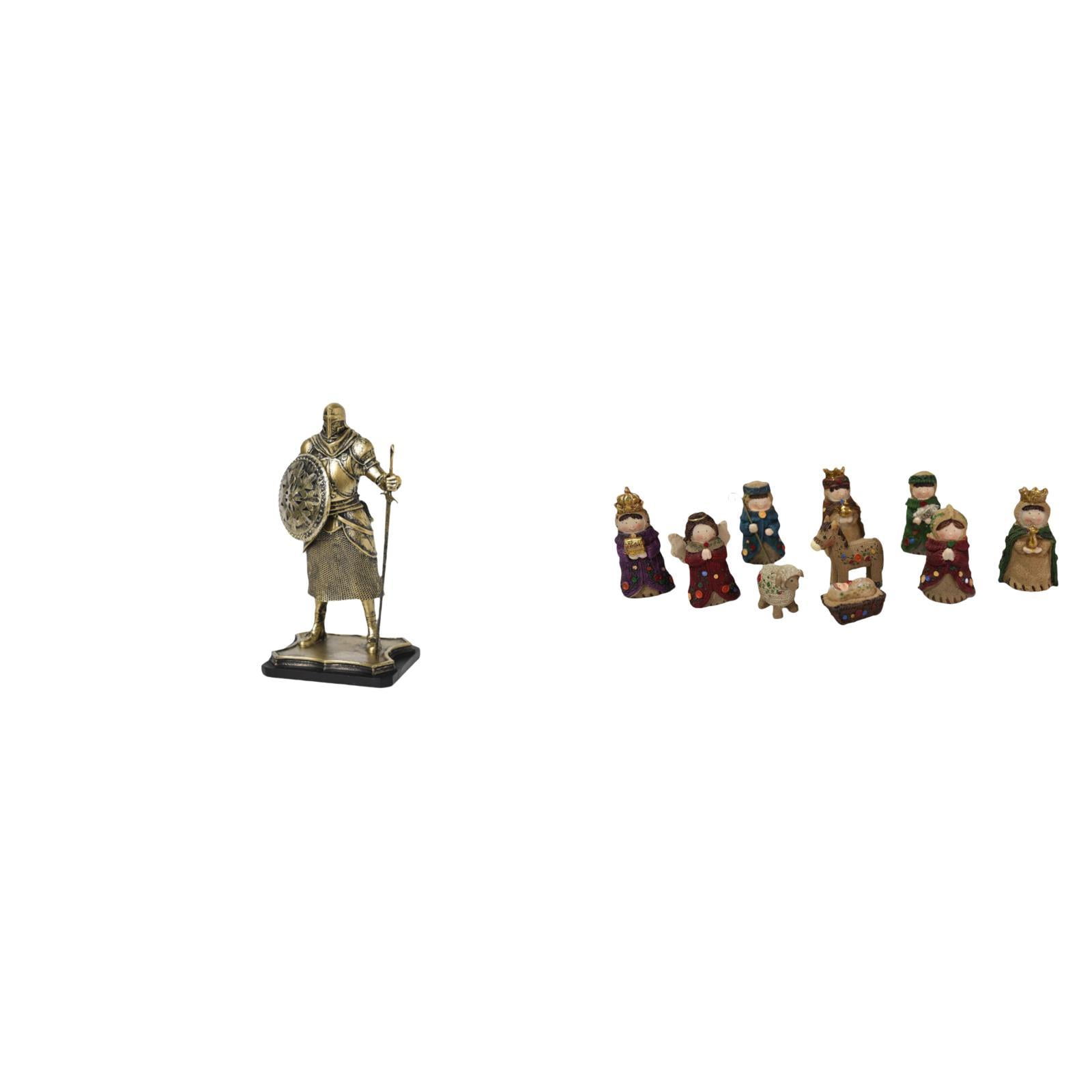 Dualoai European Knight Nativity Sculpture Creative Statue Figurine Set ...