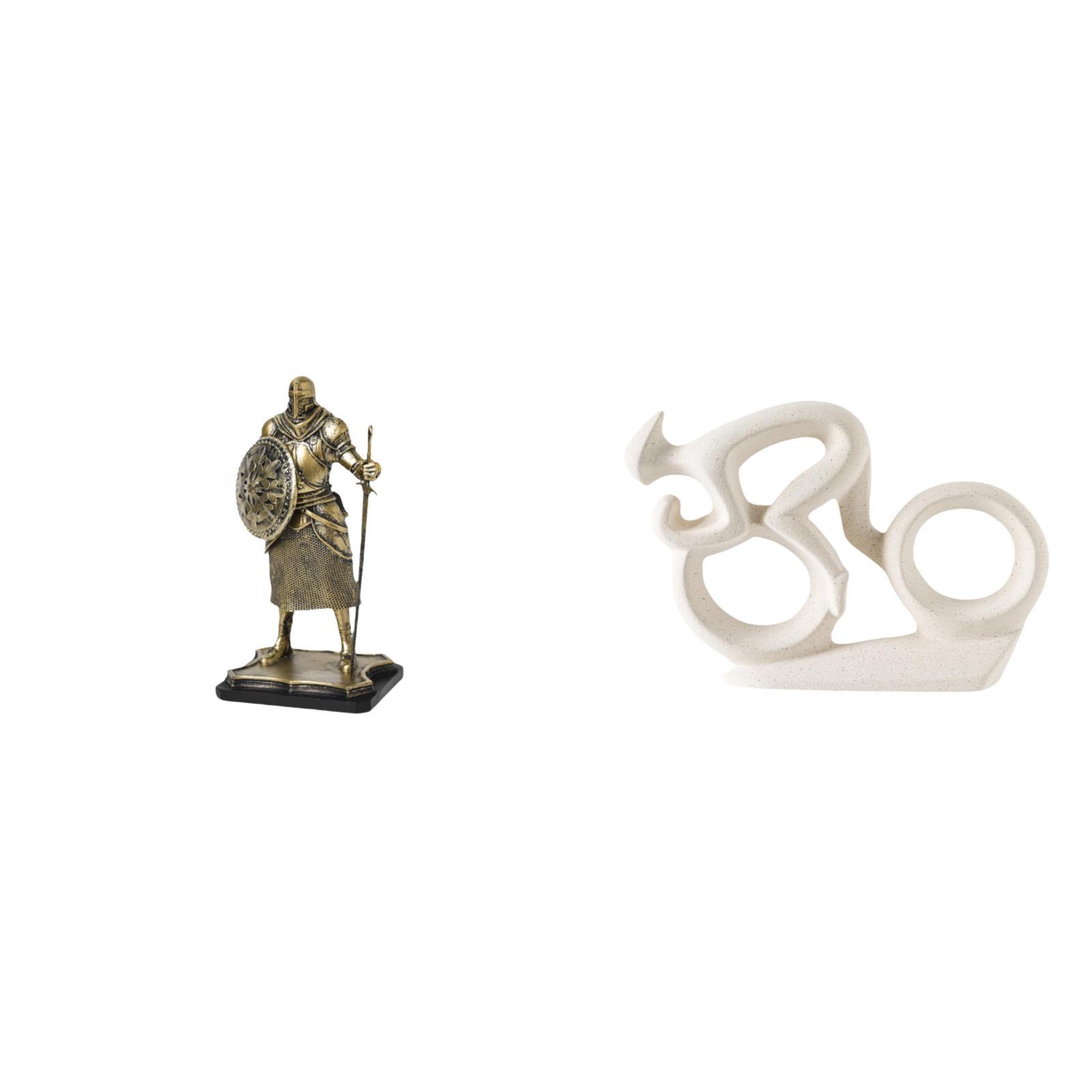 Dualoai European Knight Sports Bike Porcelain Figurine Sculpture ...