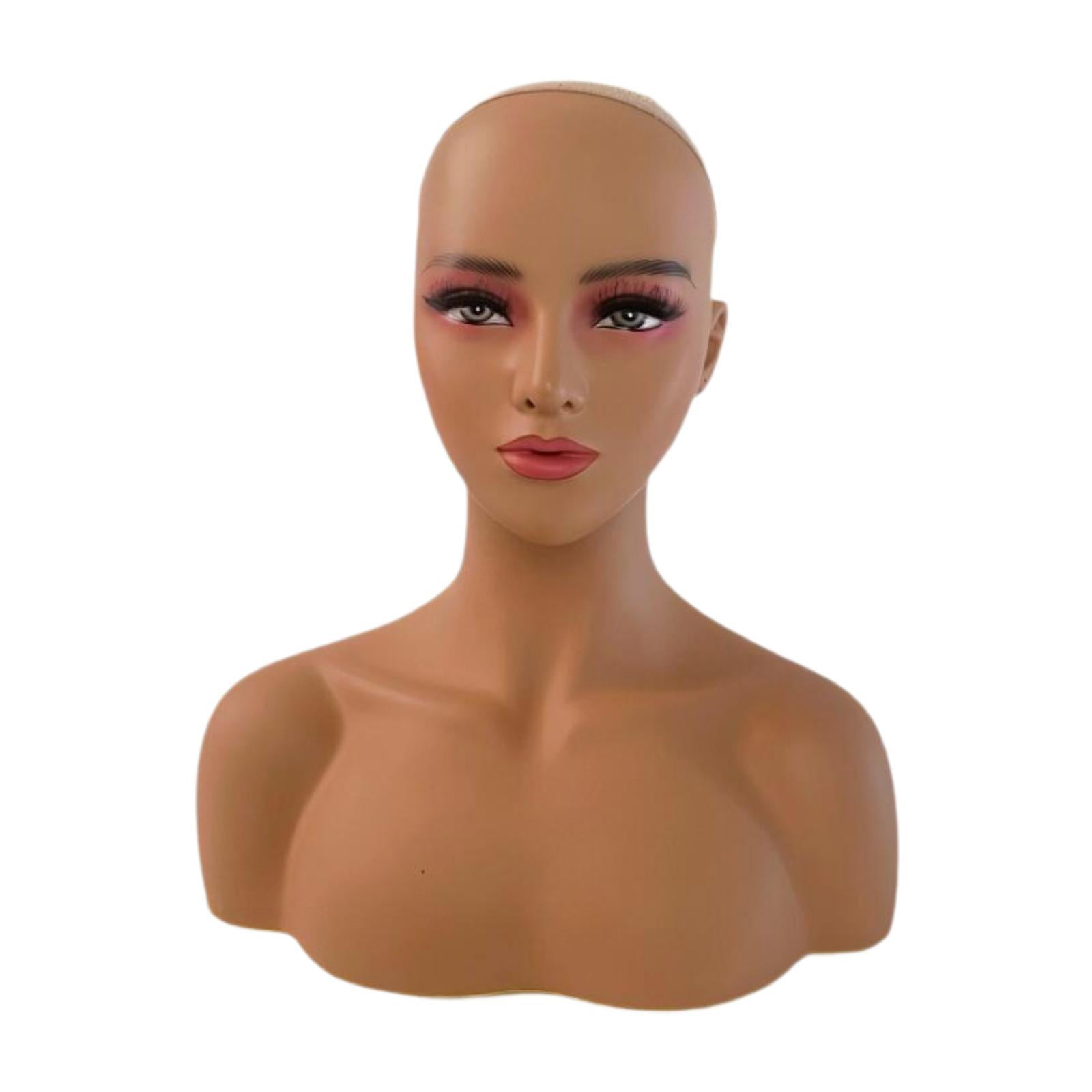 Dualoai Female Mannequin Head with Shoulder Multipurpose Smooth Hat ...