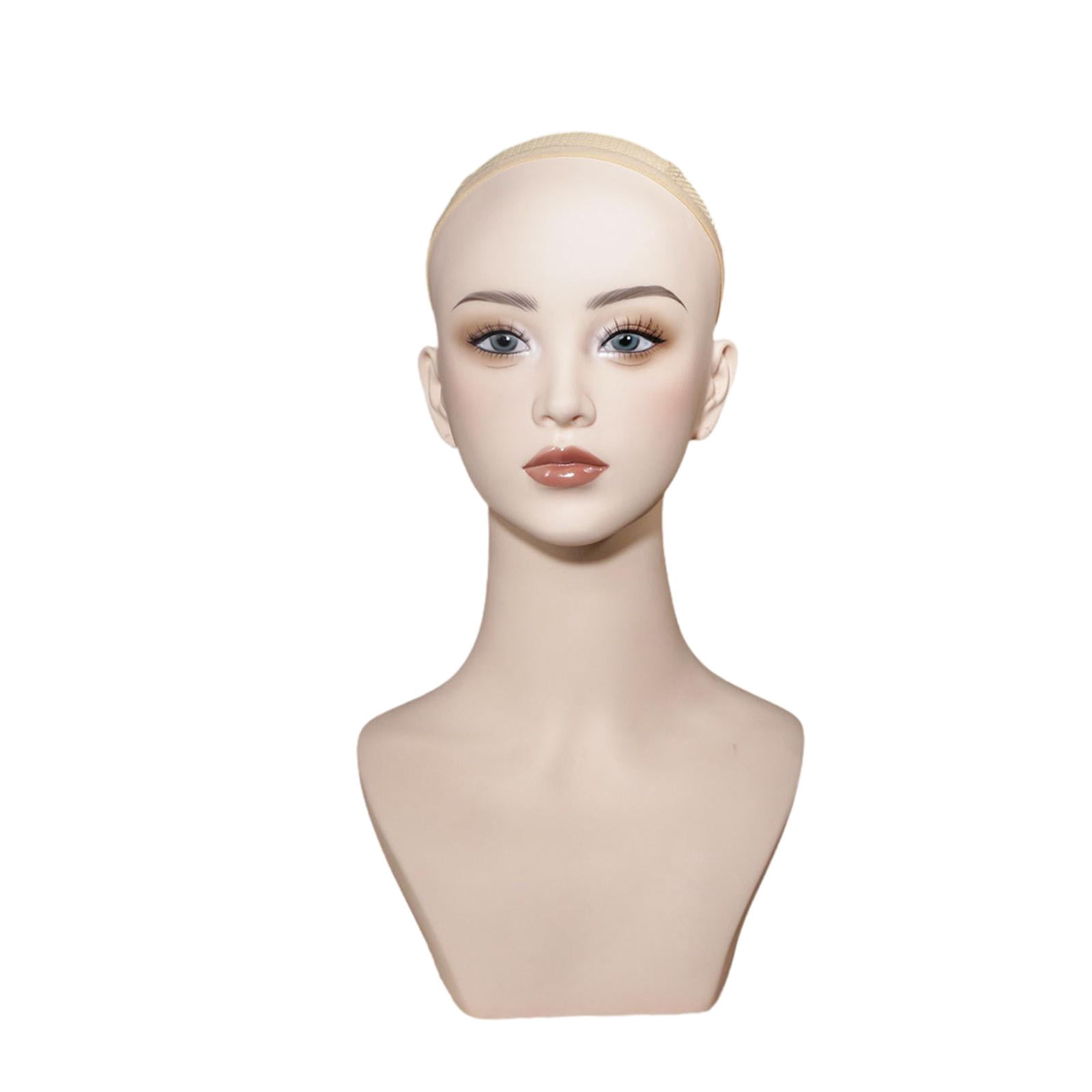Dualoai Female Mannequin Head with Shoulder Wig Display Stand Smooth ...