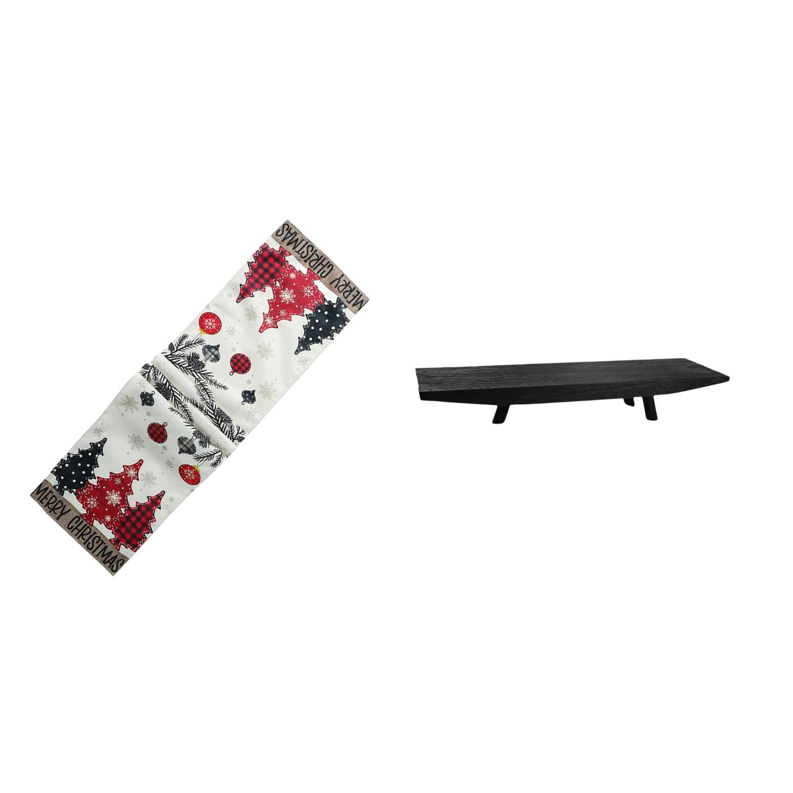 Dualoai Festive Winter Table Runner and Rustic Wood Storage Tray for ...