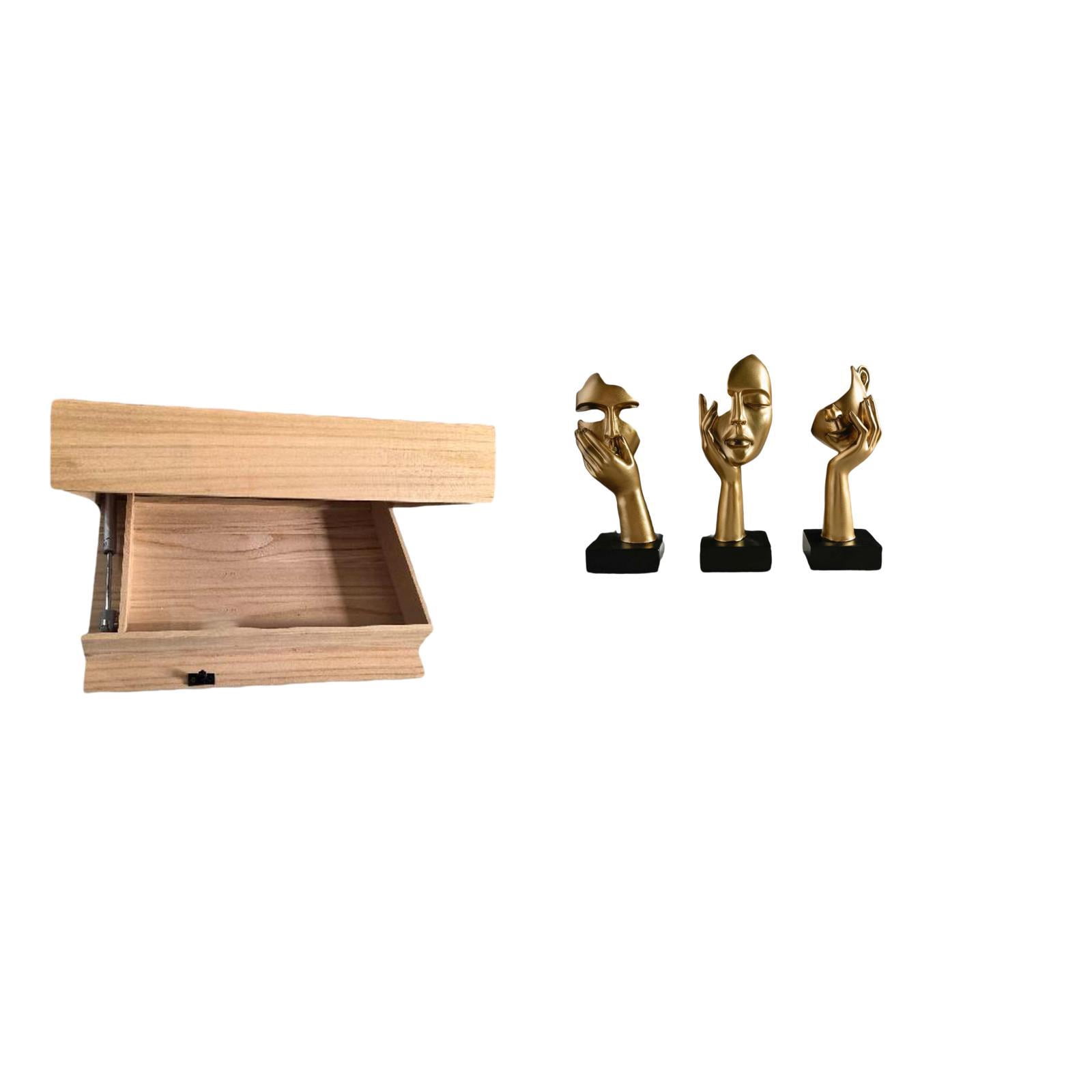 Dualoai Floating Shelf Wall Mounted Drawer with Compartment and Resin ...