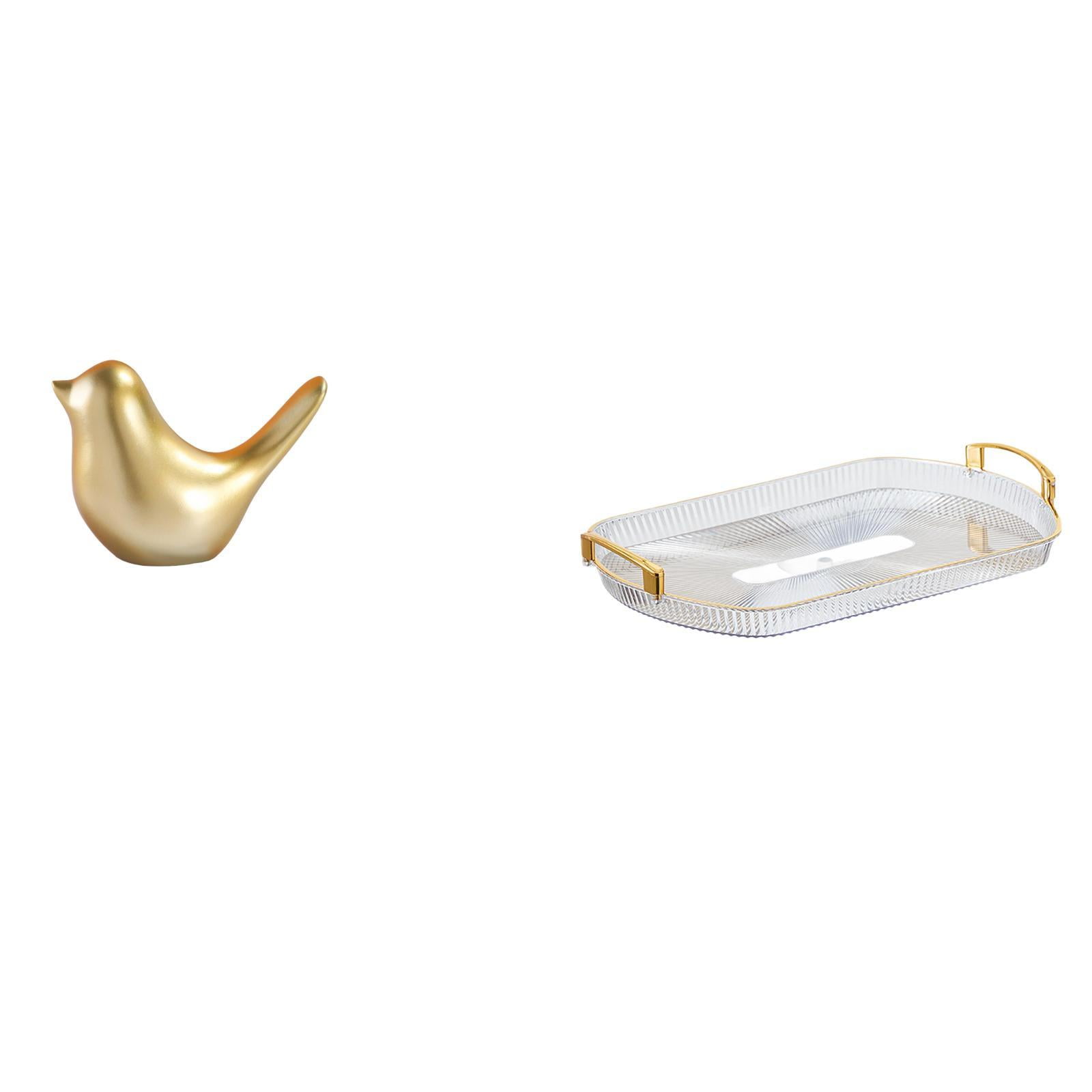 Dualoai Golden Birds Figurine Animal Statue Modern Home Decor Ornament ...
