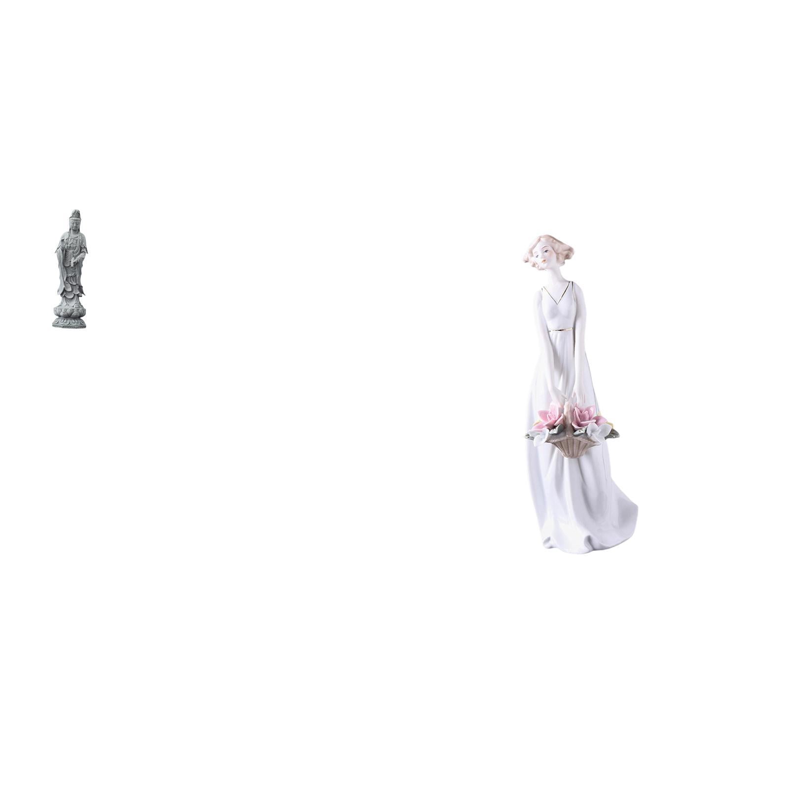 Dualoai Guan Yin Ceramic Porcelain Lady Statue Stone Ornament Feng Shui ...