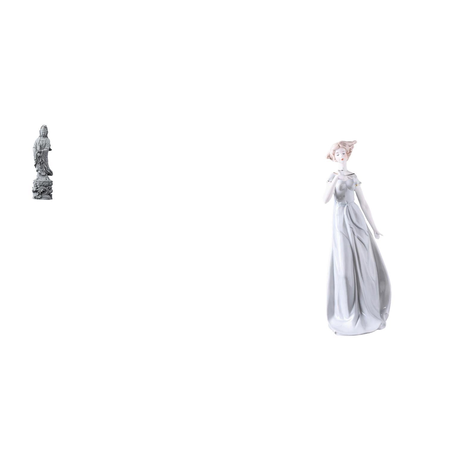 Dualoai Guan Yin Porcelain Lady Statue Stone Ornament Nordic Girl Feng ...
