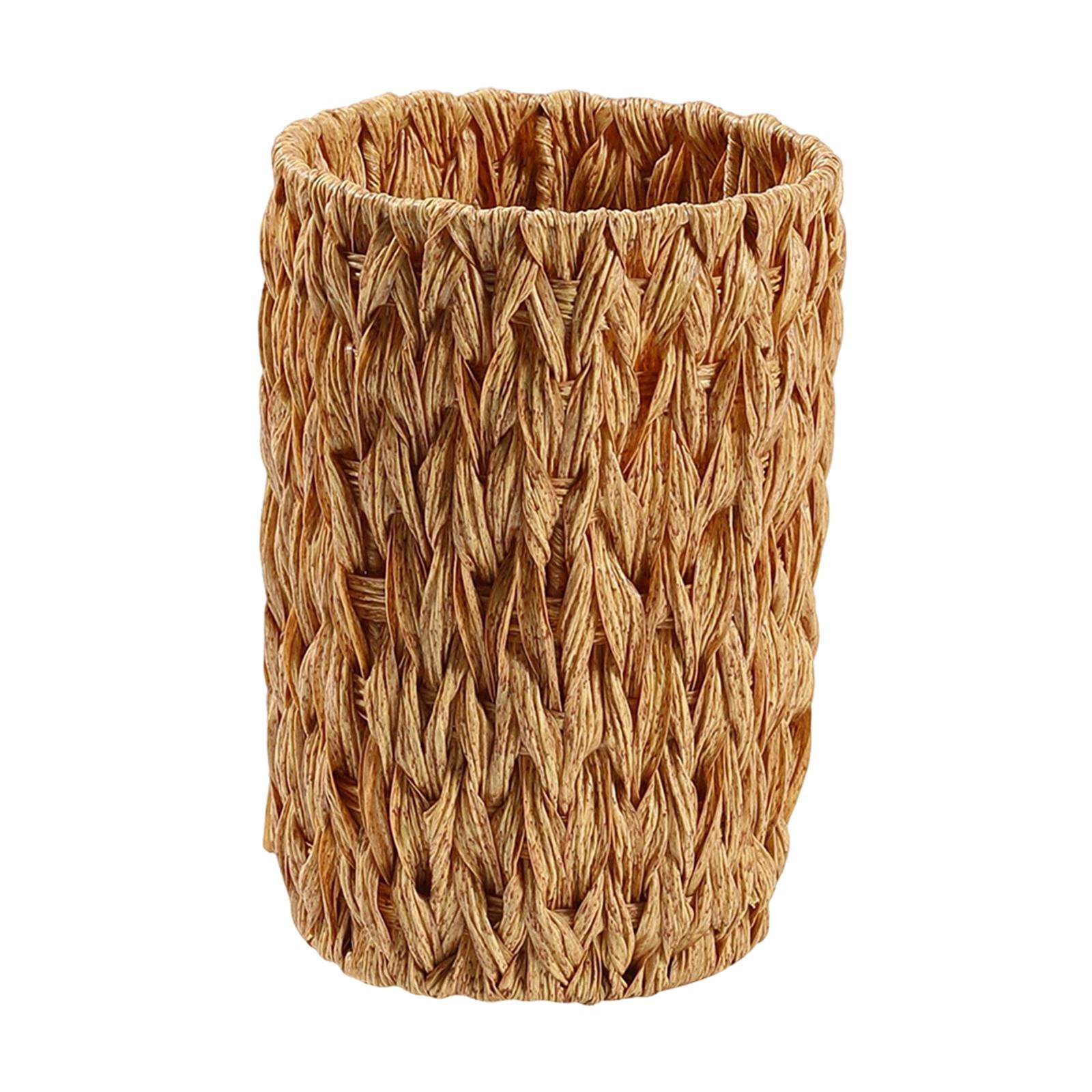Dualoai Hand Woven Trash Can Garbage Bin Storage Cube Paper Basket ...