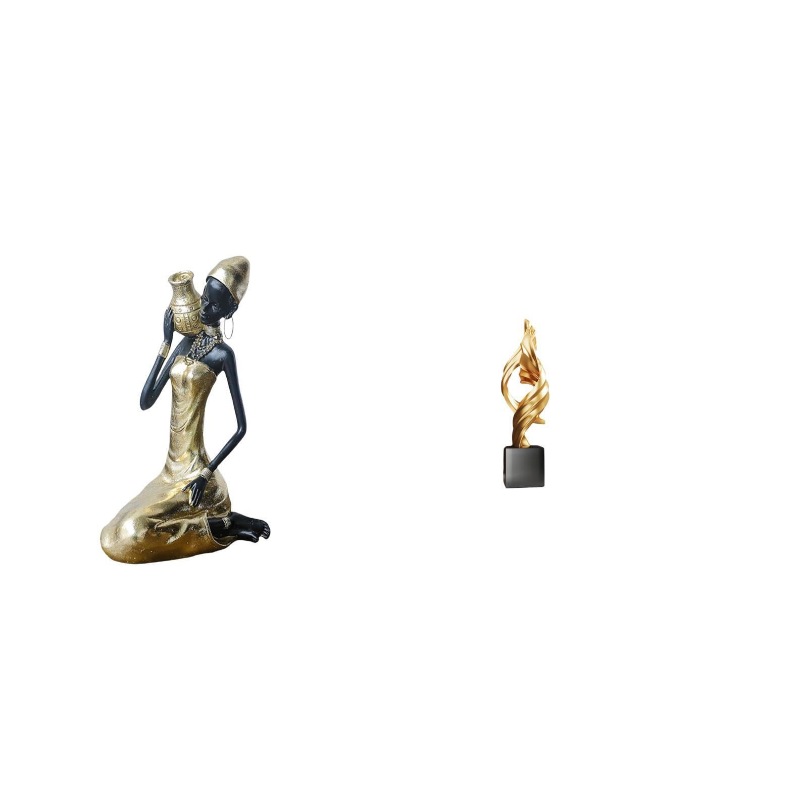 Dualoai Handmade Resin Tribal Lady Abstract Art Statue Decorative ...