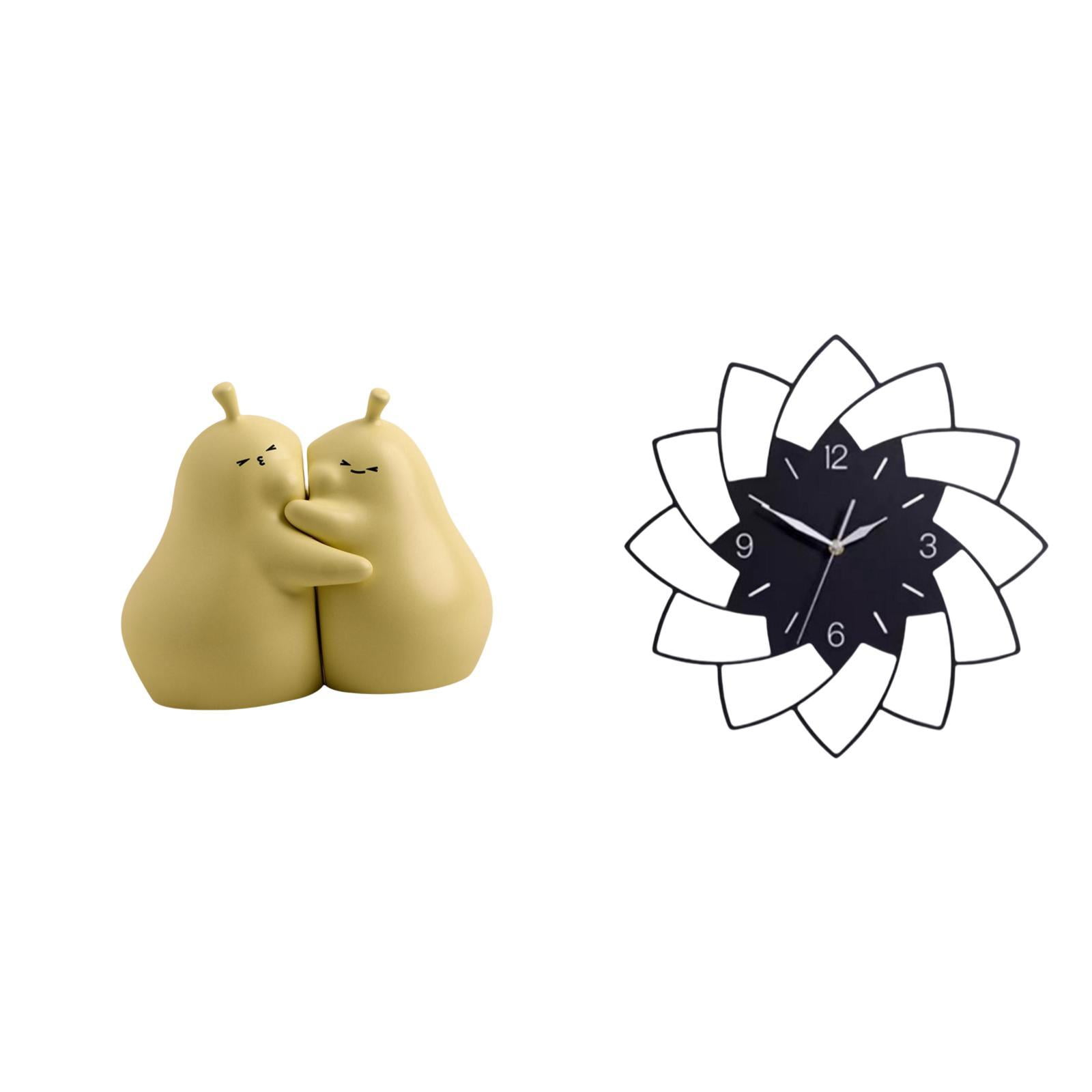 Dualoai Hugging Flower Ceramic Bookend and Acrylic Wall Clock Stand ...