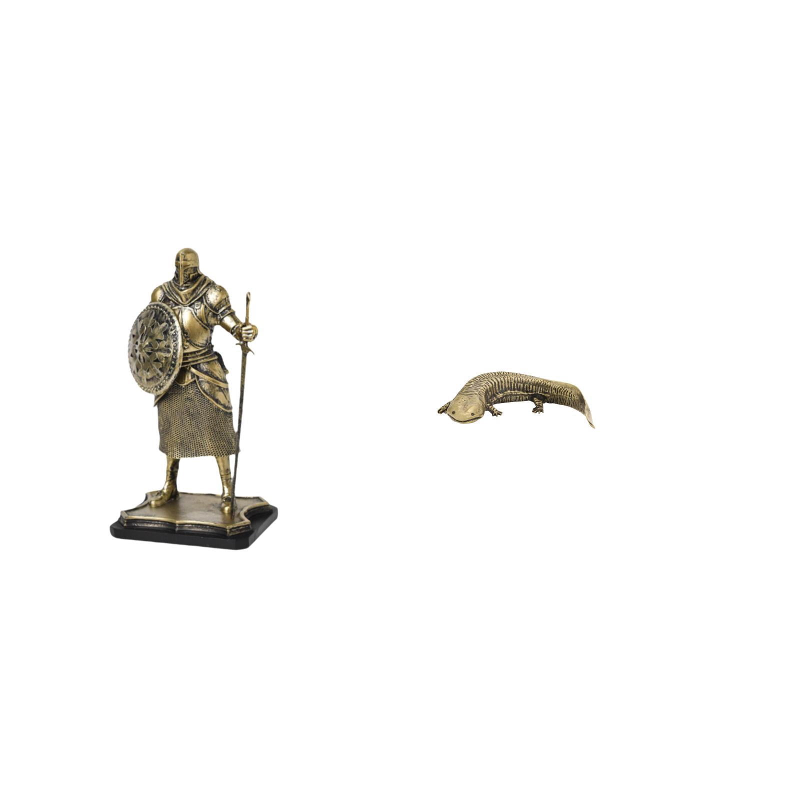 Dualoai Knight Statue Desktop Figurine Salamander Figurine Brass ...