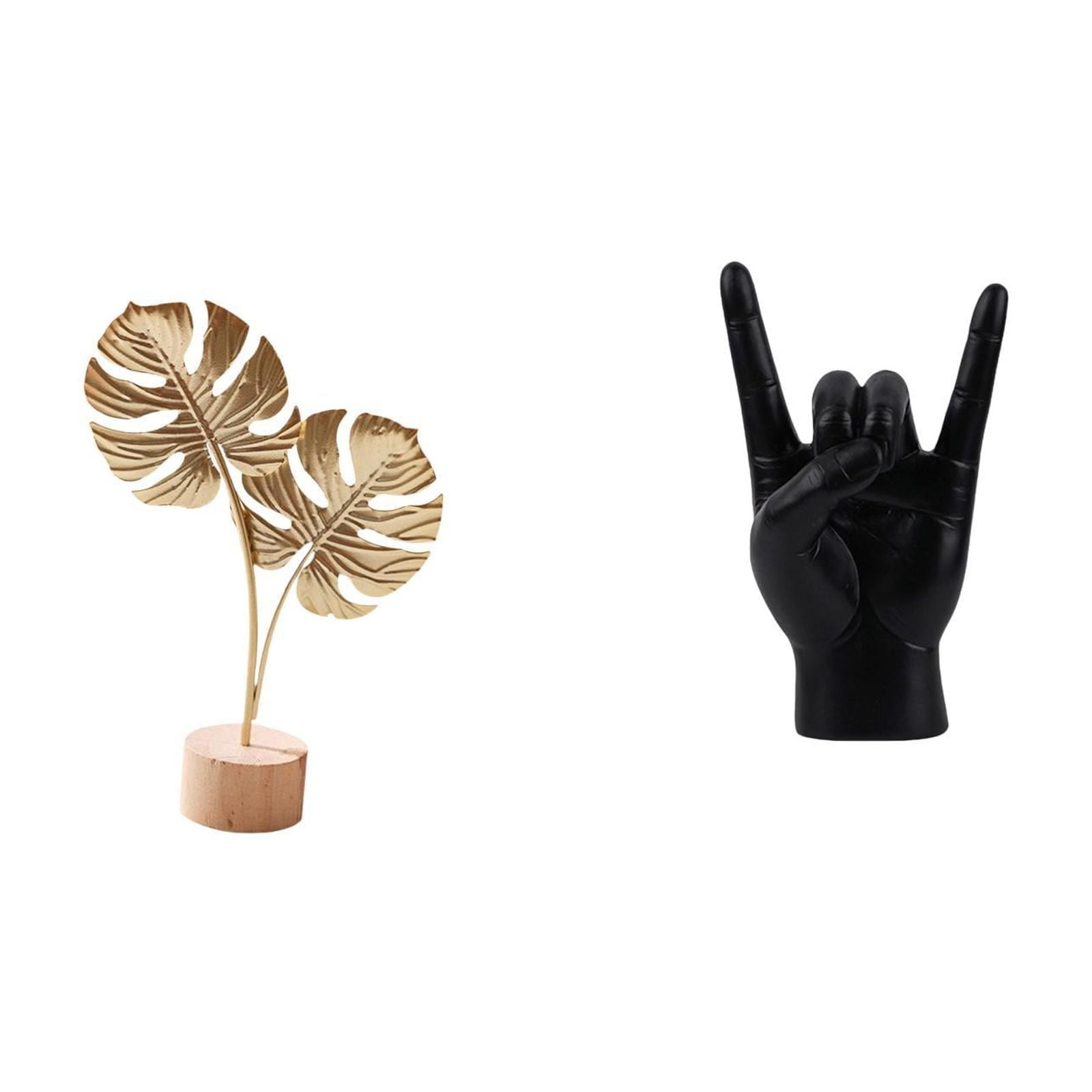 Dualoai Leaf Sculpture Metal Hand Gesture Statue Leaf Shaped Figurine ...