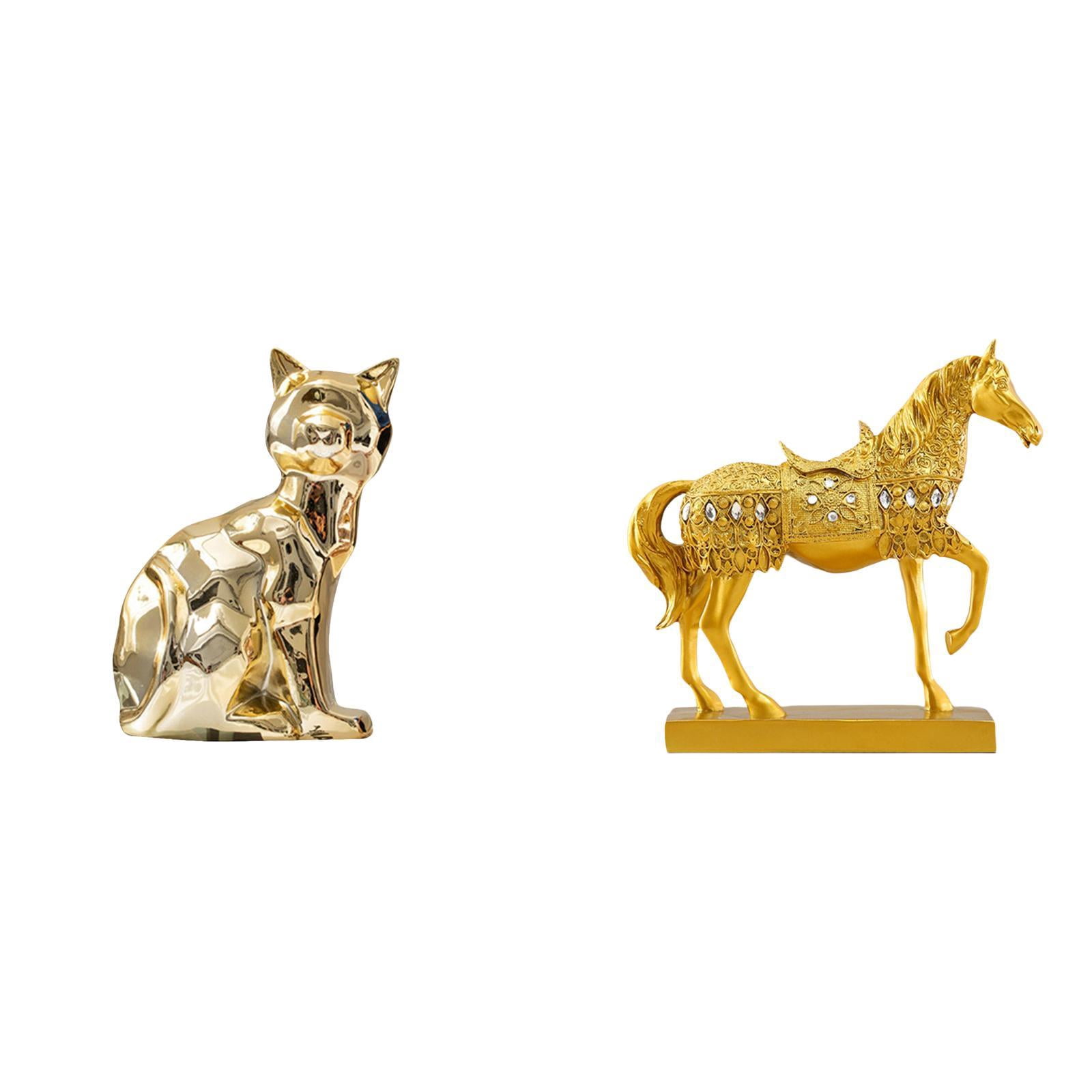 Dualoai Majestic Animal Sculpture Art Craft Ornament Featuring Cat and ...
