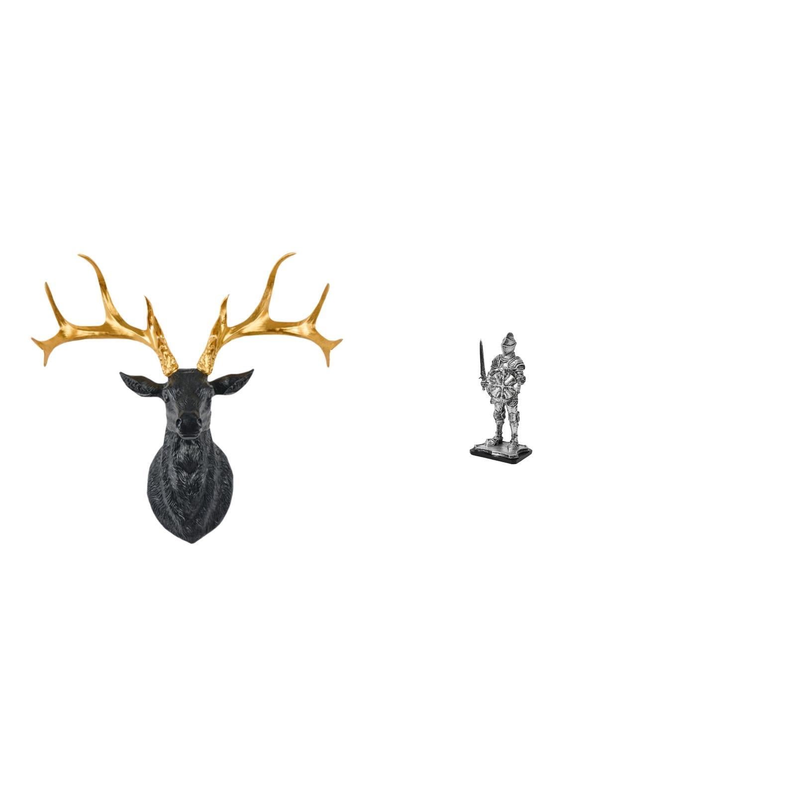 Dualoai Majestic Deer Knight Wall Sculpture Resin Collectible Boho ...