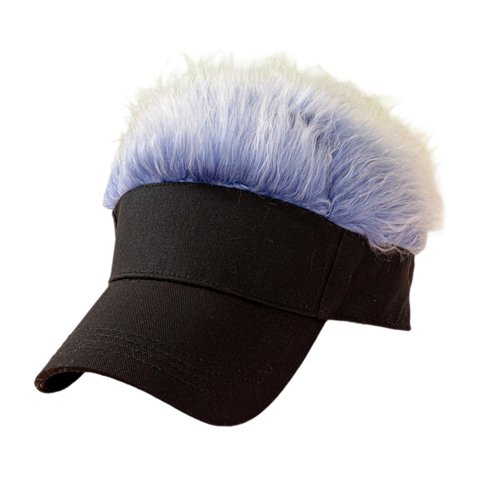Dualoai Men's Novelty Spiked Hair Visor with Fake Hair for Hiking ...