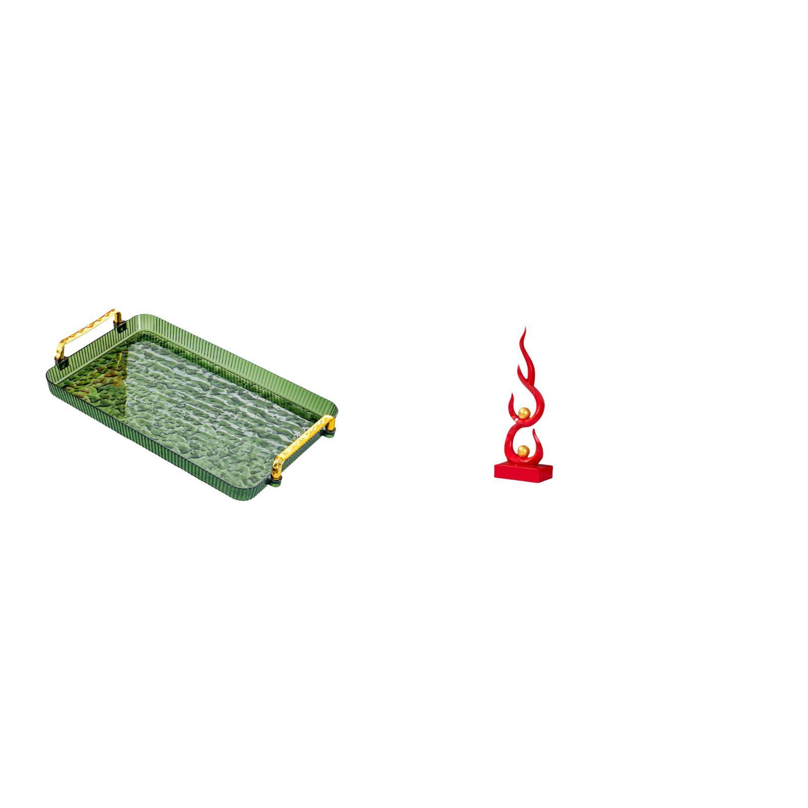 Dualoai Modern Abstract Dessert Tray with Fire Sculpture Handle for ...
