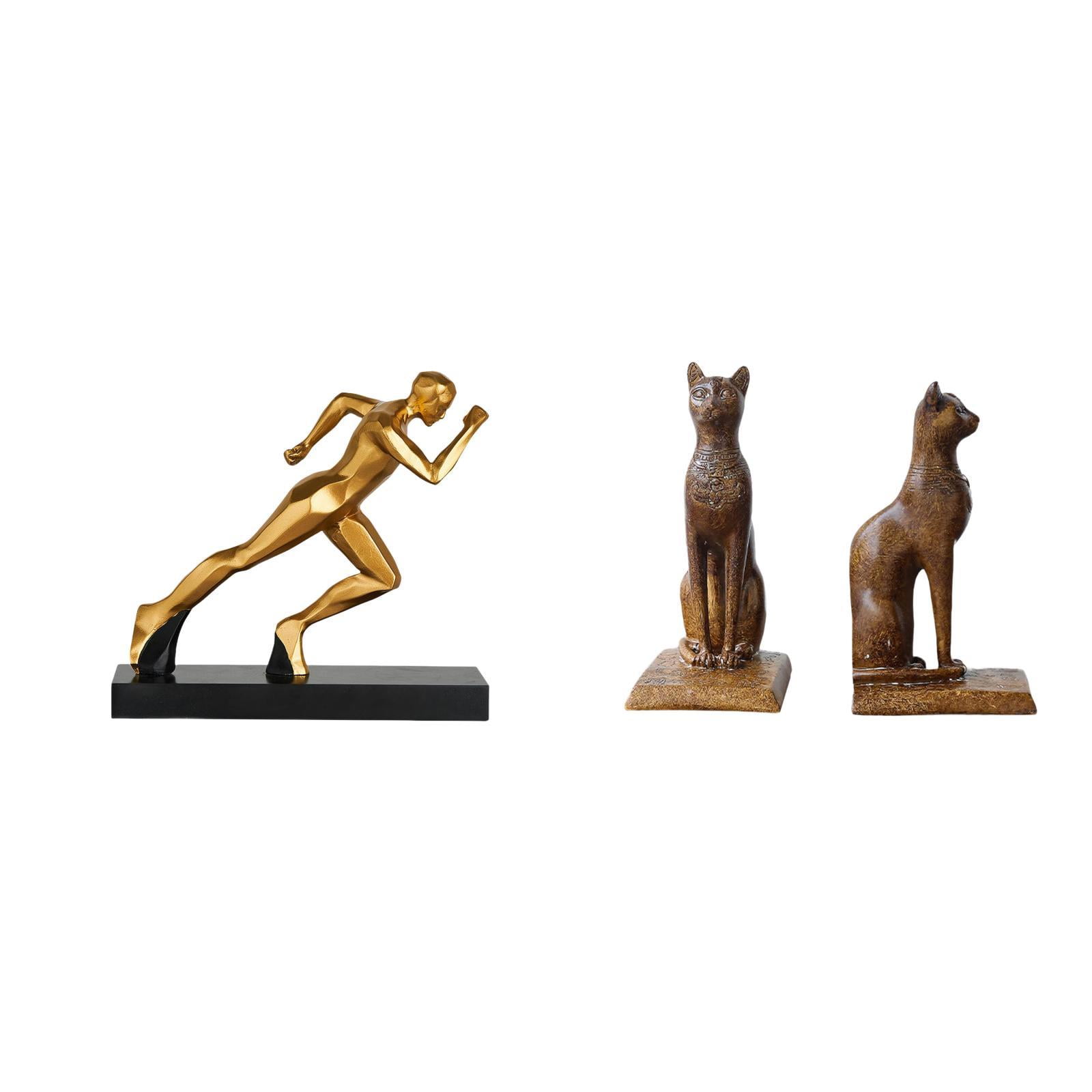 Dualoai Modern Abstract Runner and Egyptian Cat Figurine Sculpture for ...