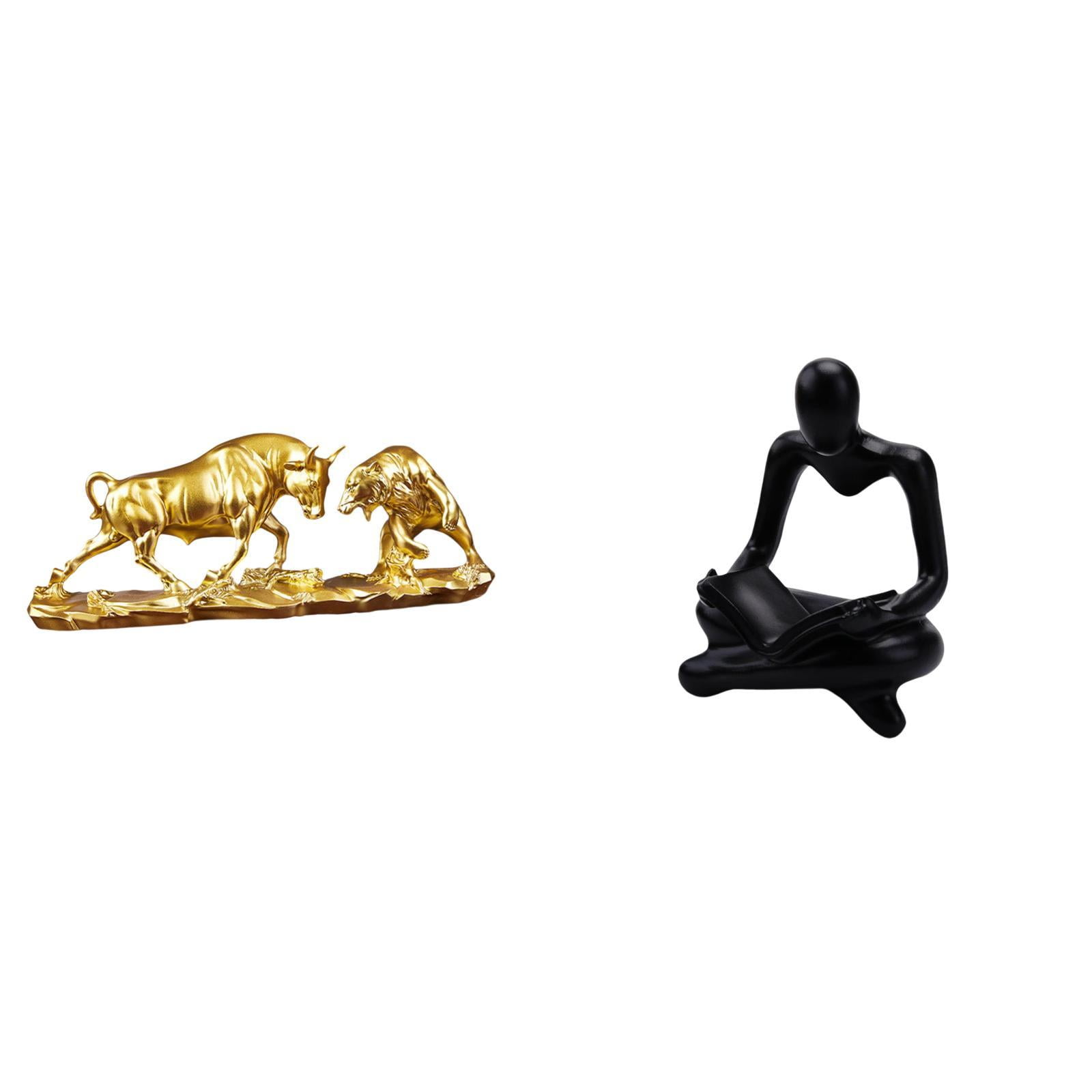 Dualoai Modern Feng Shui Bull Bear Cow Cattle Animal Sculpture Creative ...