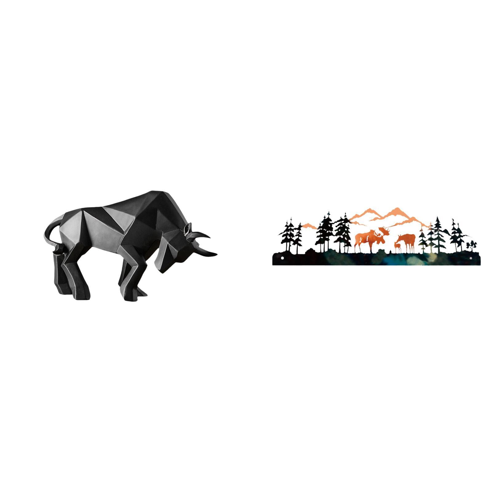 Dualoai Modern Resin Bull and Deer Sculpture Abstract Figurine Ornament ...
