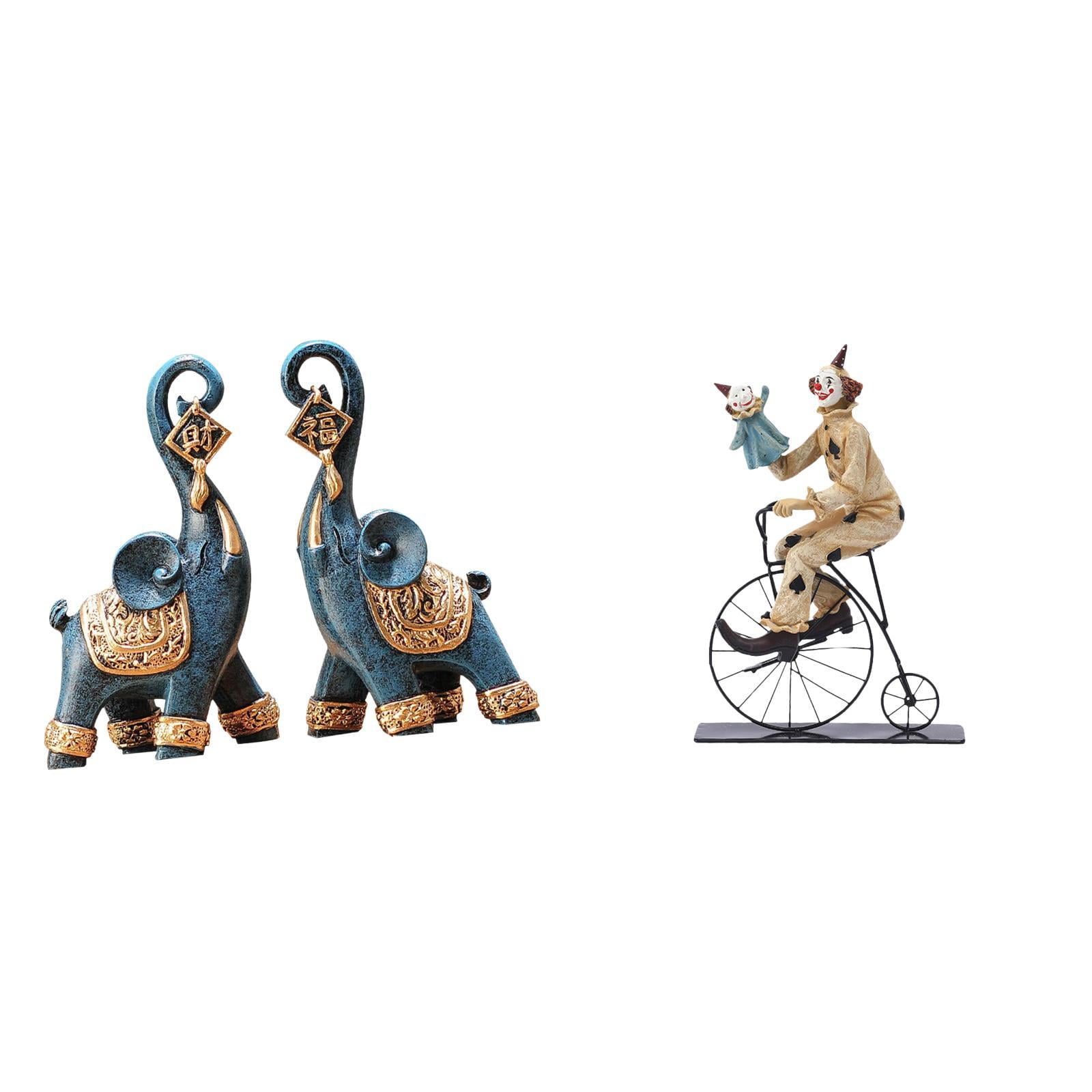 Dualoai Modern Resin Elephant Statues Clown Figurine Sculpture ...