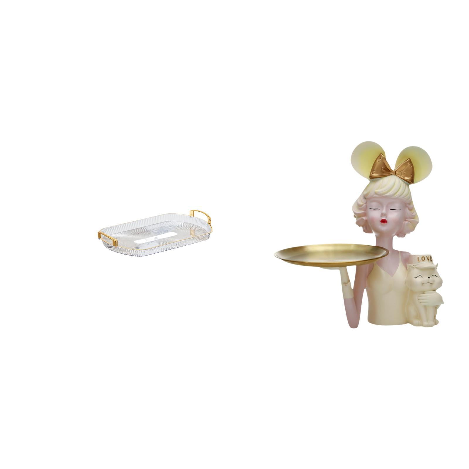 Dualoai Nordic Rectangle Vanity Tray with Girl Statue Key Storage ...