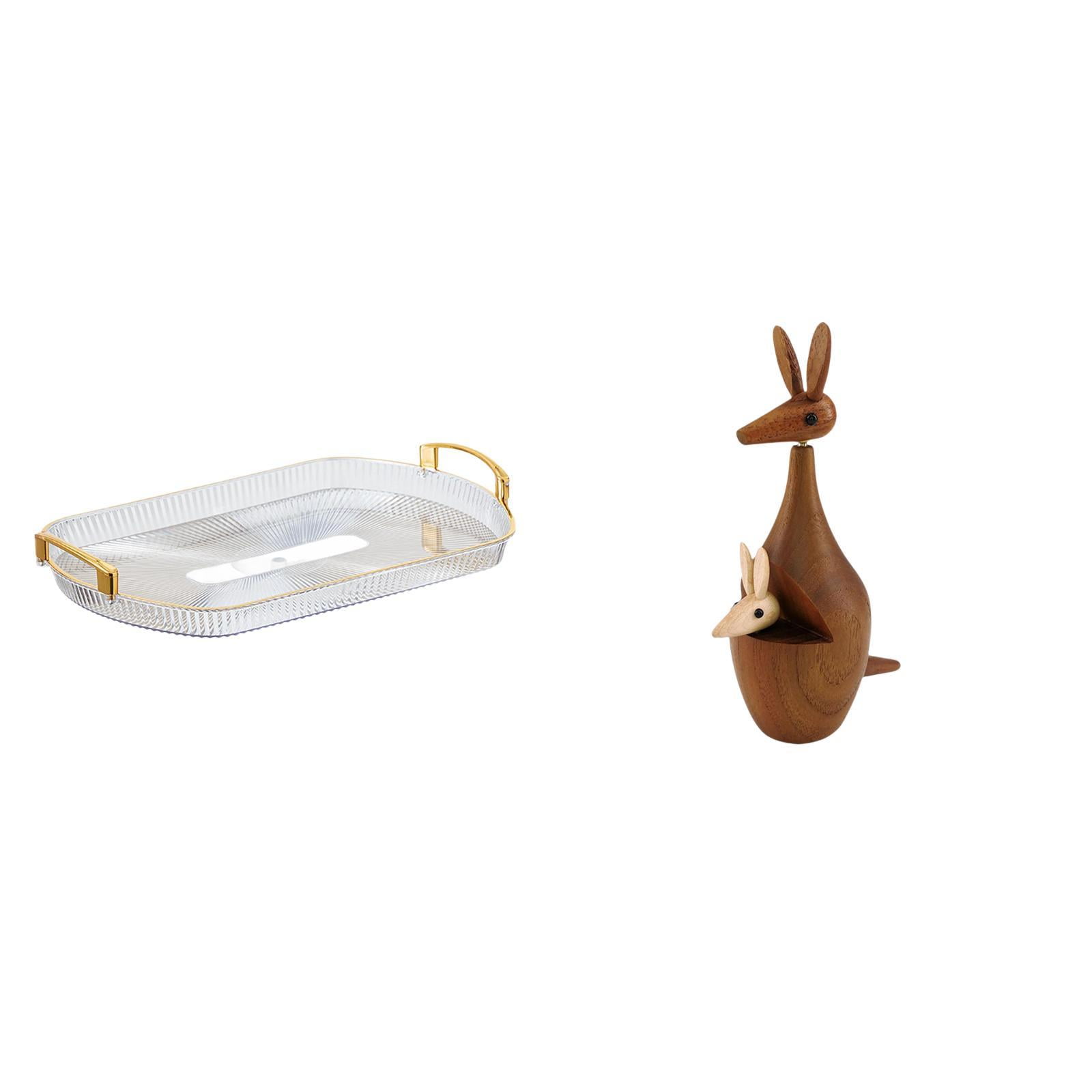 Dualoai Nordic Rectangle Vanity Tray Organizer with Animal Figurine ...