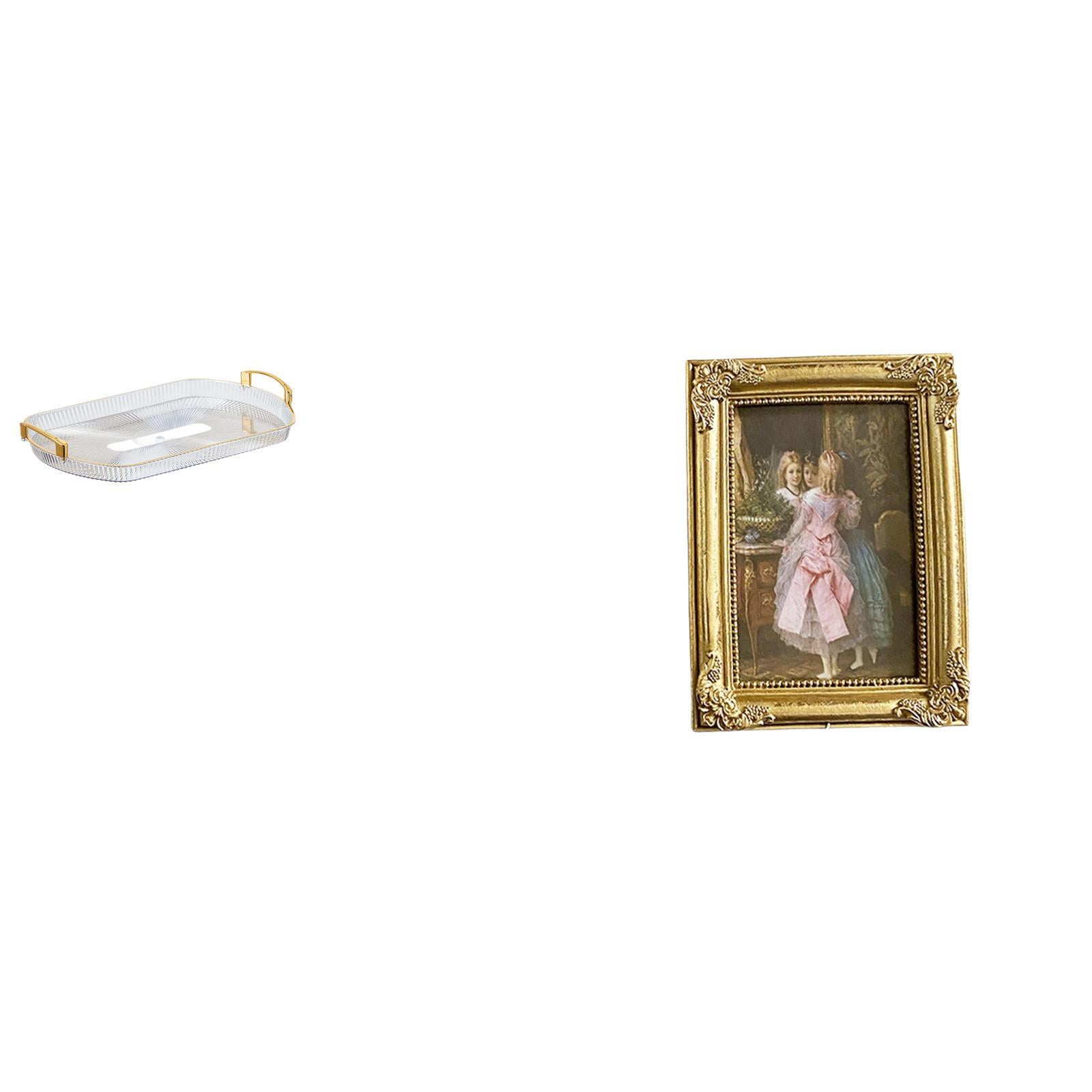 Dualoai Nordic Rectangle Vanity Tray Organizer and Resin Photo Frame ...