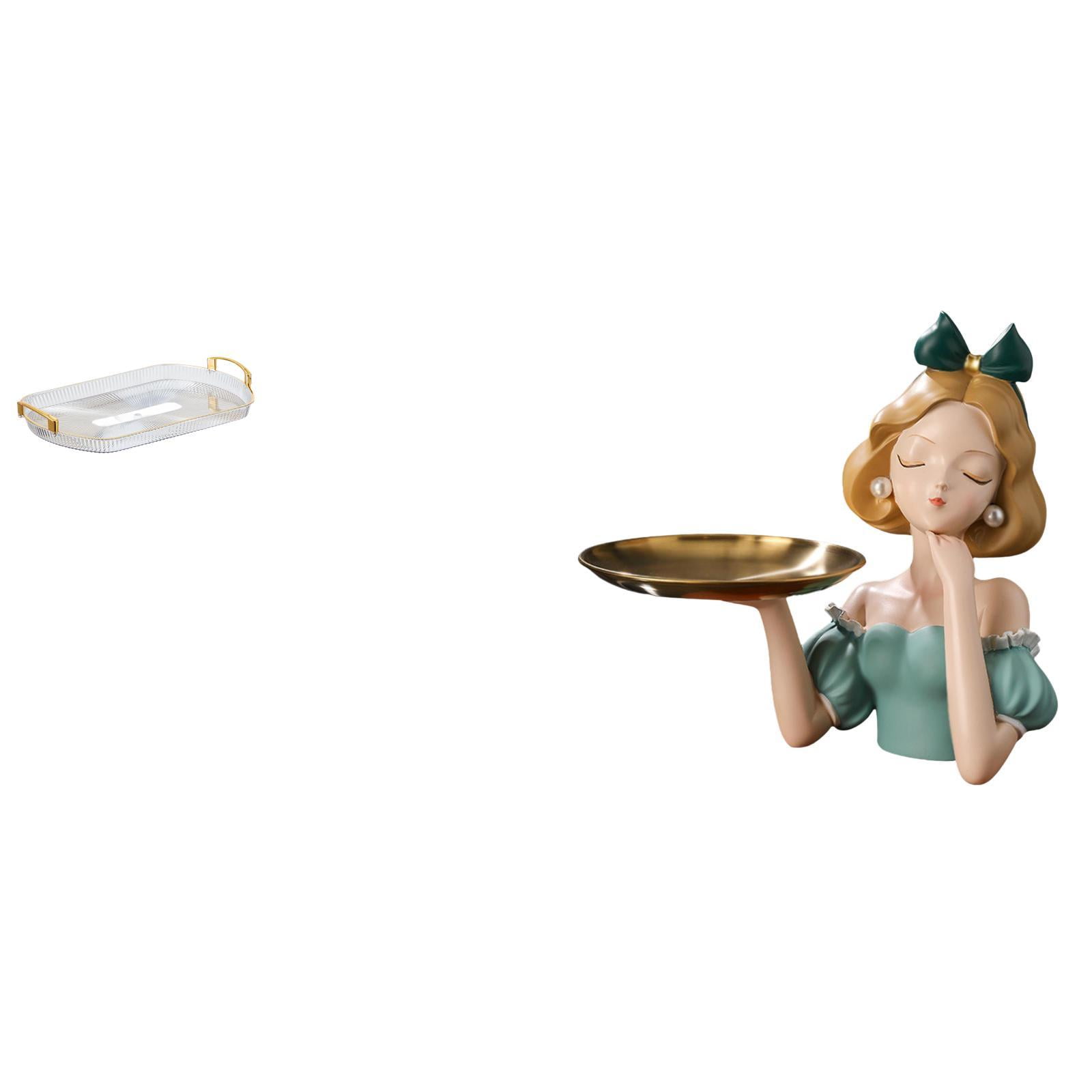 Dualoai Nordic Rectangle Vanity Tray Resin Princess Statue Key Holder ...