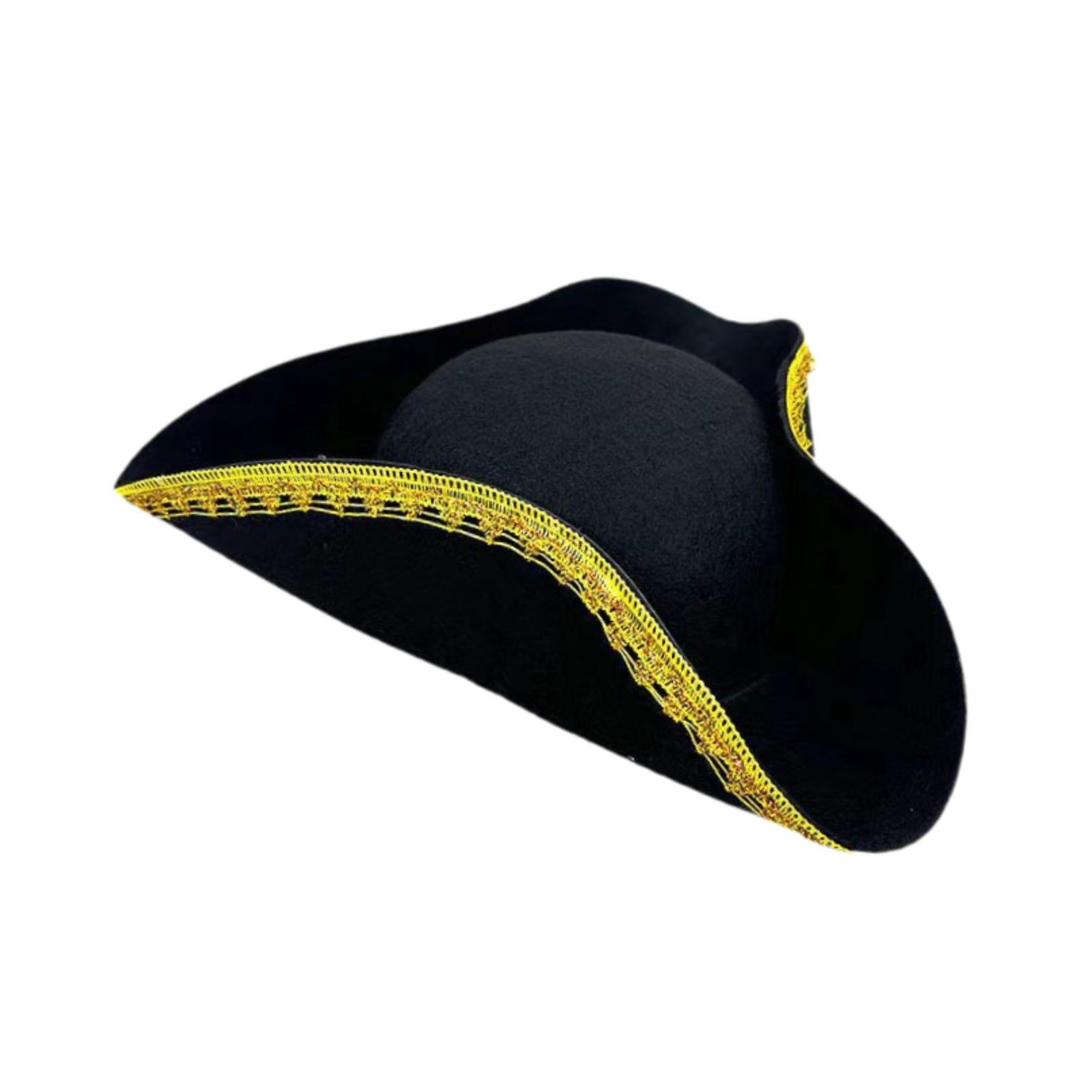 Dualoai Pirate Hat Minimalist Retro Tricorn Hat for Theme Party ...