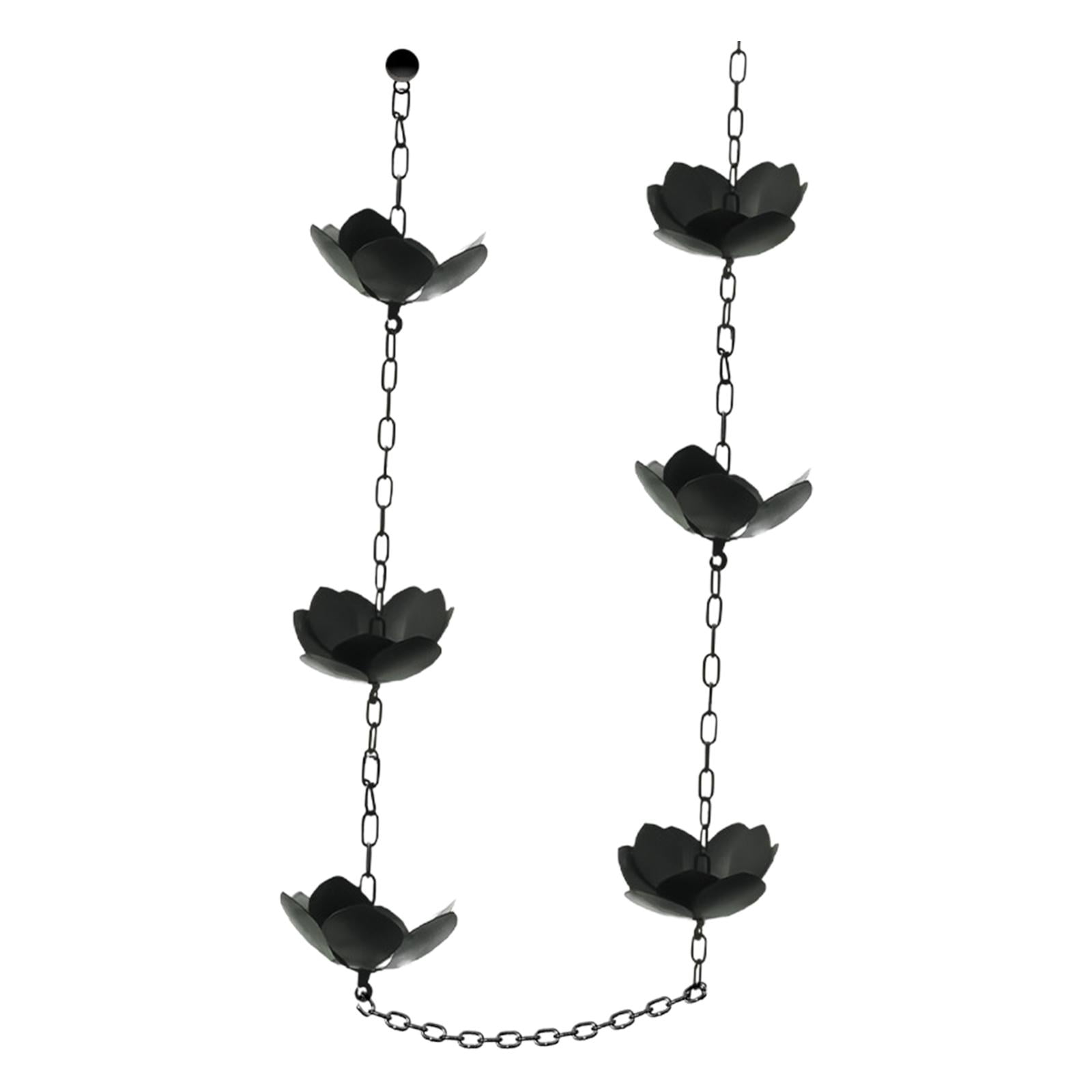 Dualoai Rain Chain,Hanging Gutter Chain,Downspout Black Lotus Rain ...