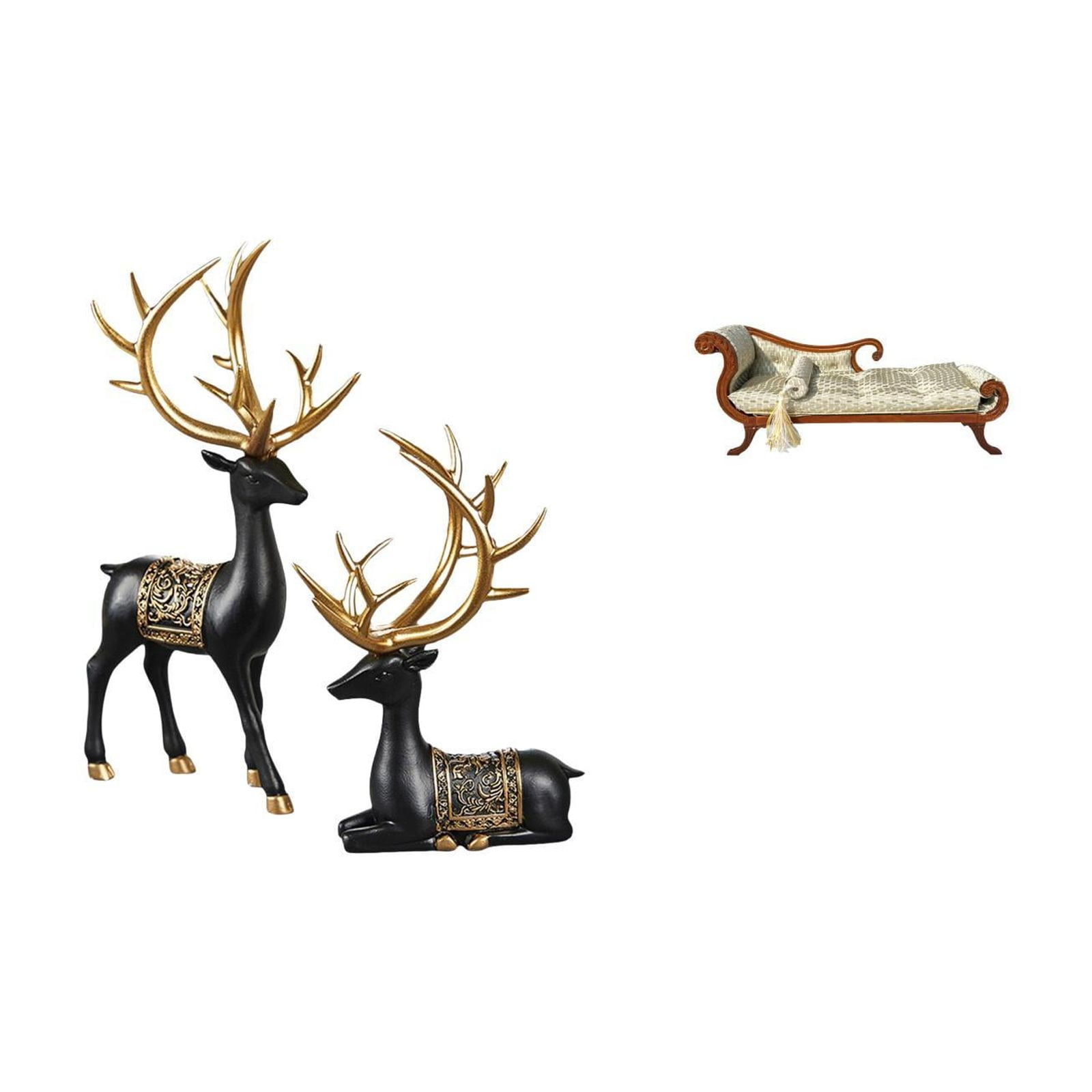 Dualoai Reindeer Sculpture Elk Resin Statue Collection Deer Figurine ...