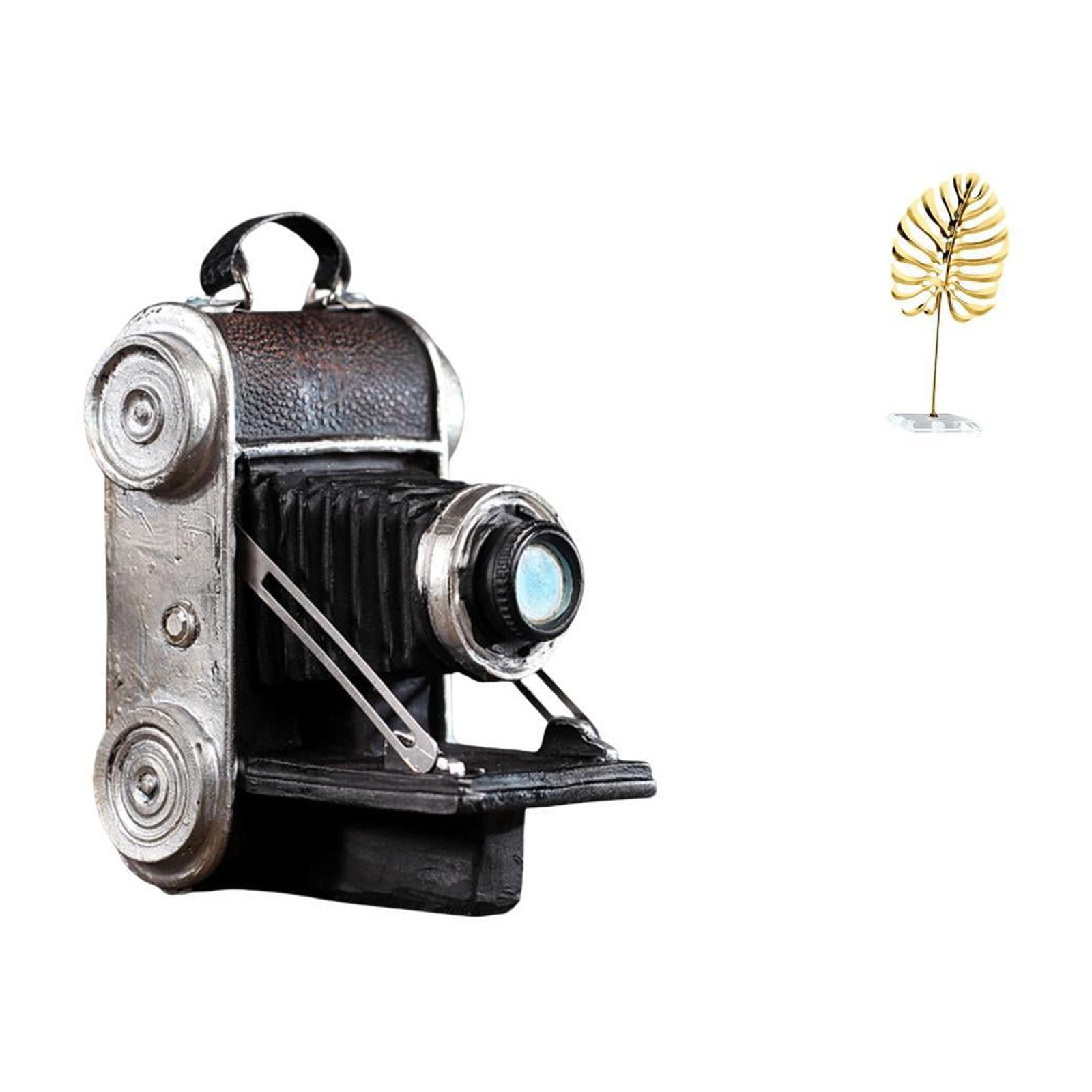 Dualoai Resin Camera Statue Model and Metal Leaf Sculpture Ornament ...