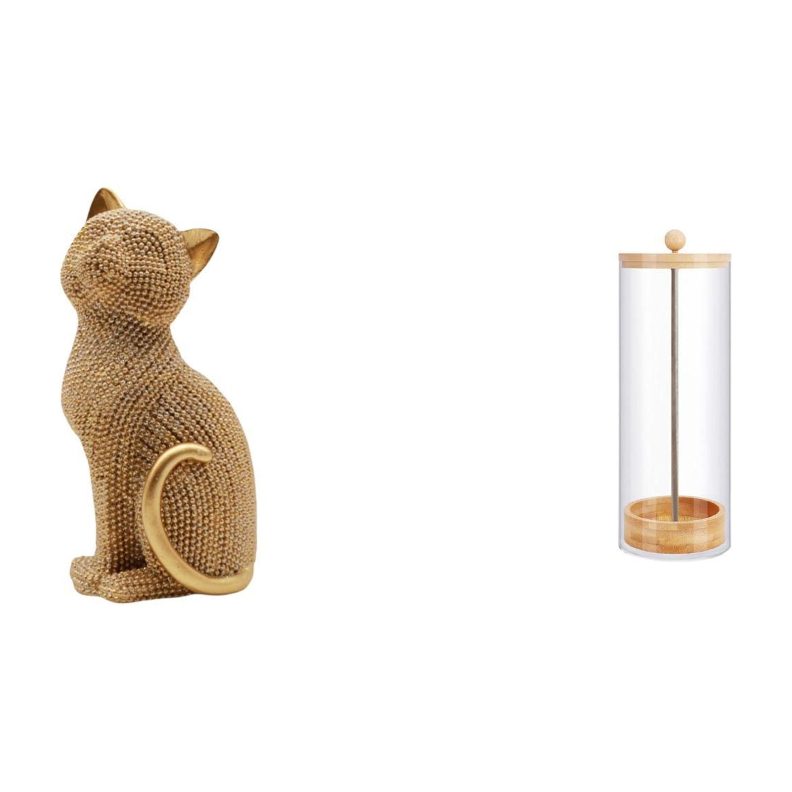 Dualoai Resin Cat Figurine Straw Organizer Decorative Animal Sculpture ...
